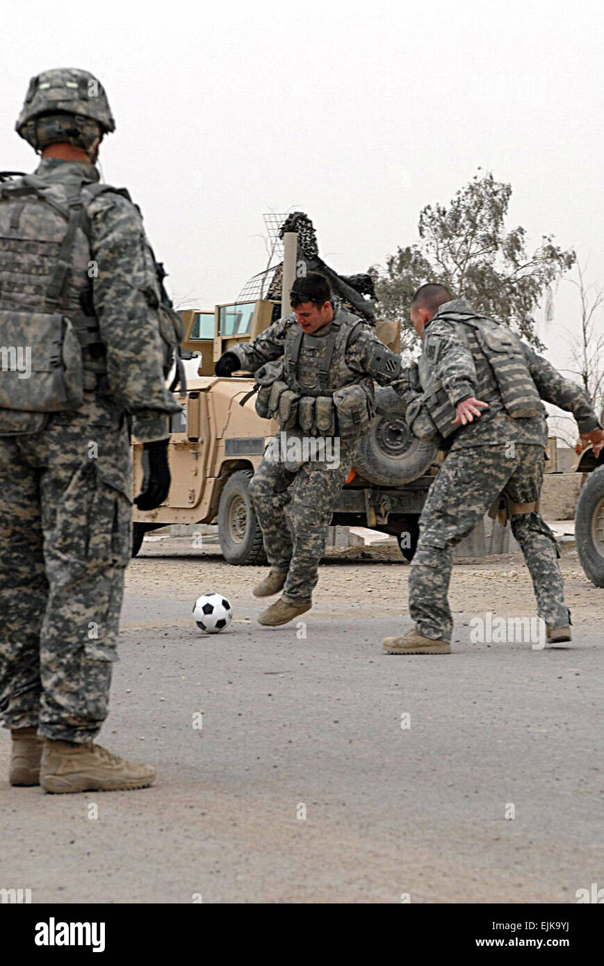 U.S. Army Soldiers with 3rd Infantry Division play soccer on Forward ...