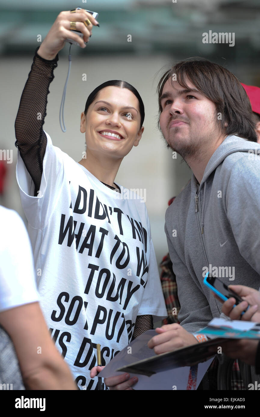 Jessie j outside the bbc radio 1 studios london hi-res stock ...