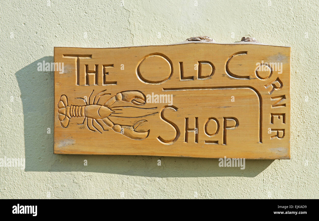 Sign on house - The Old Corner Shop - in Appledore, Devon, England UK ...