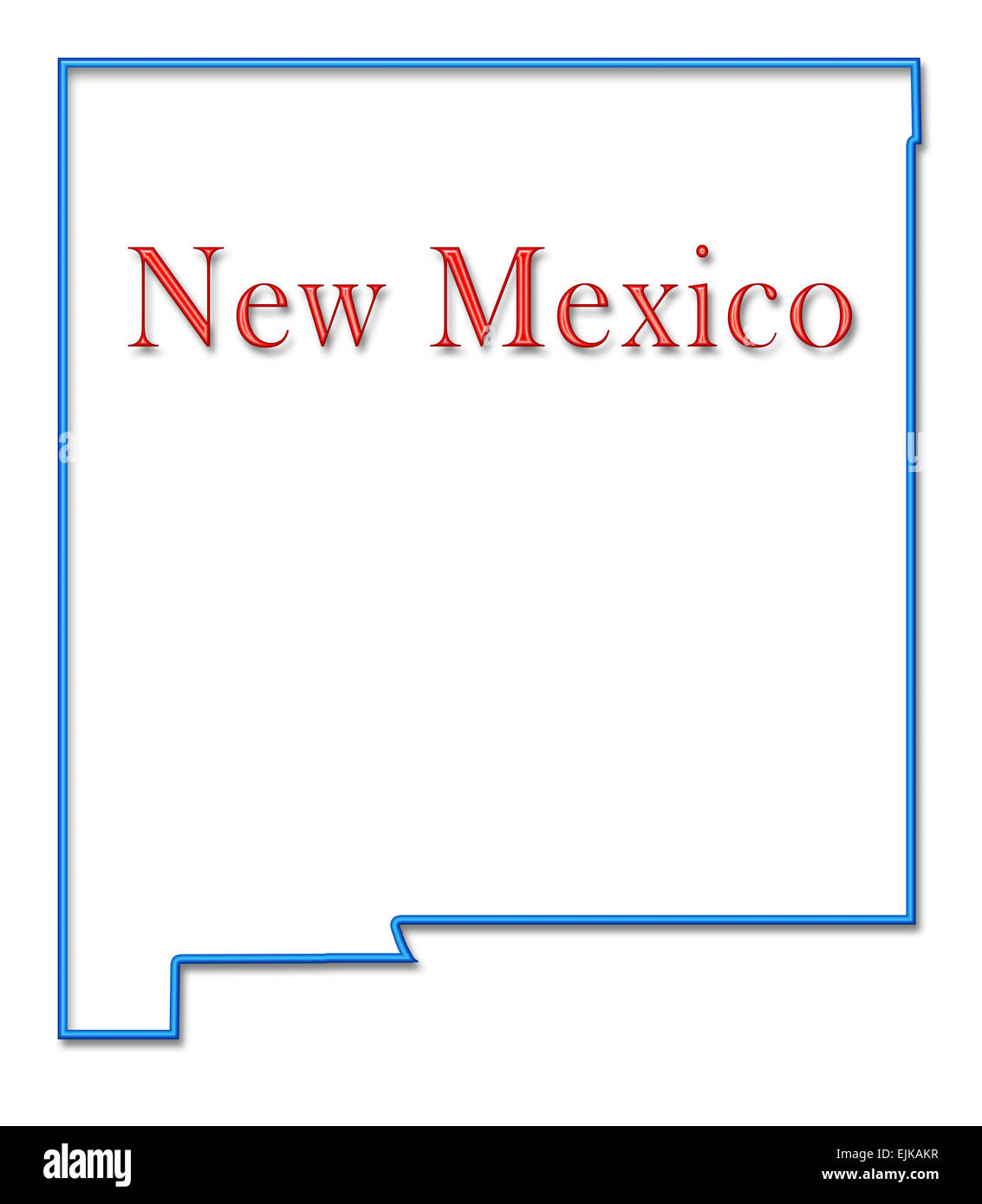 New Mexico Map with Neon Blue Outline and Red Lettering Stock Photo - Alamy