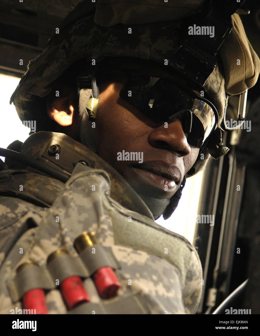 U.S. Army Pfc. Brandon Stanfield waits to move out for a patrol of the ...