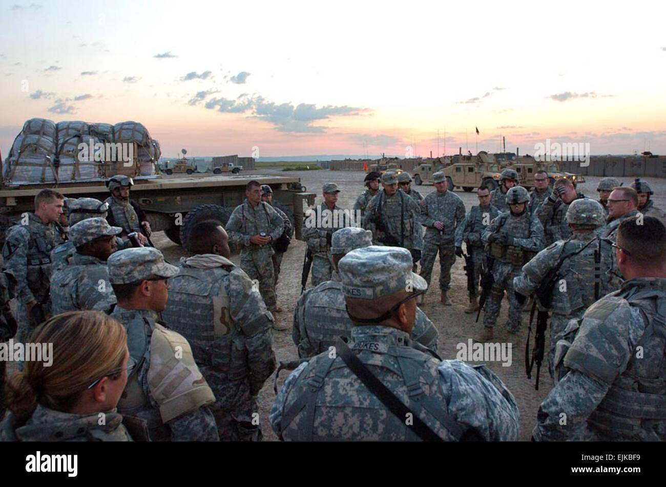 U.S. Army Soldiers receive a final mission brief before delivering a ...