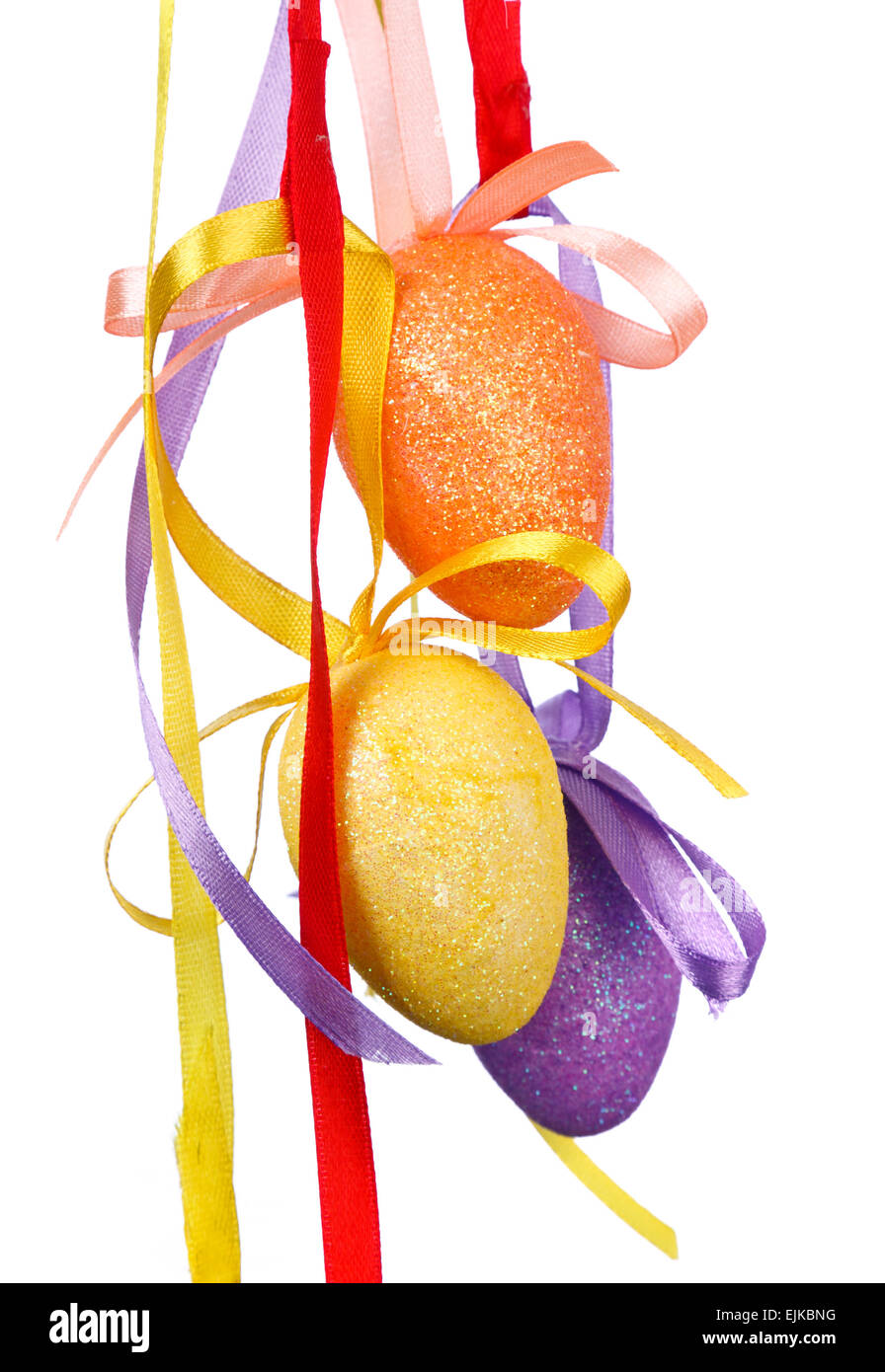 Easter eggs with ribbons Stock Photo - Alamy