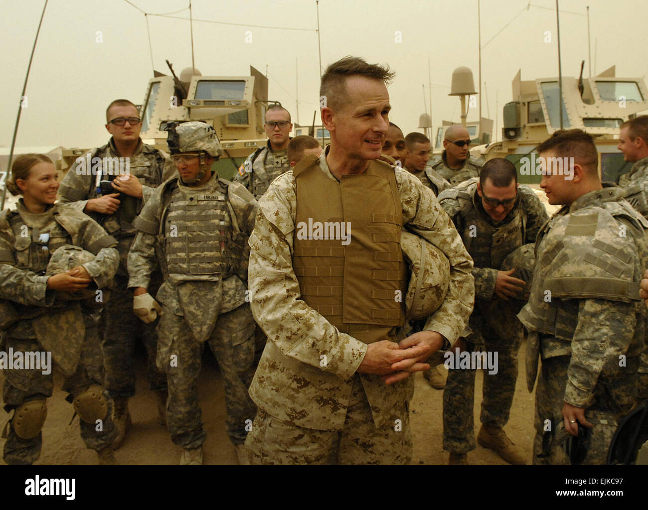Chairman of the Joint Chiefs of Staff Marine Gen. Peter Pace interacts ...