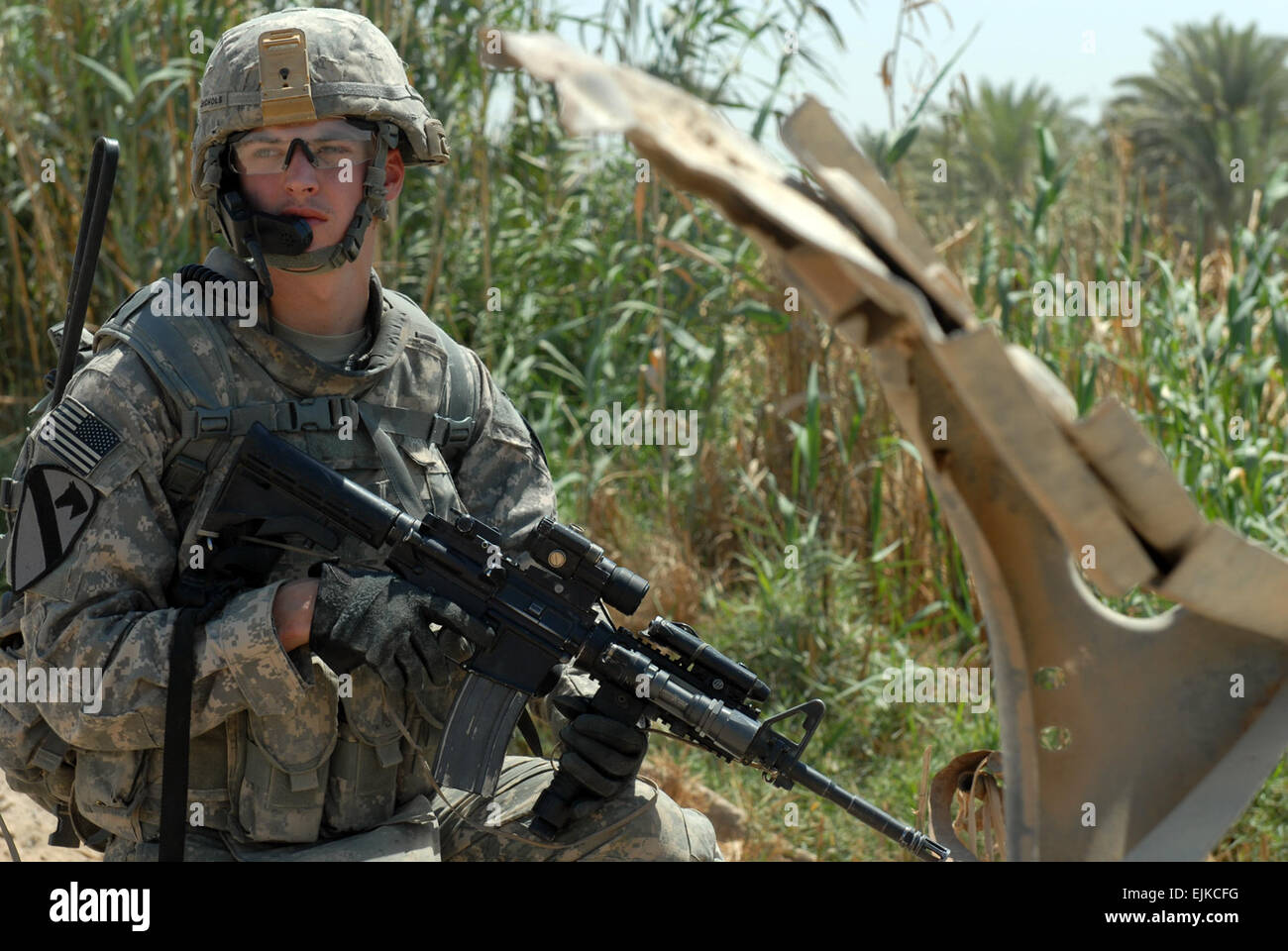 Radio operator and infantryman, Pfc. Dan Nichols from Reading, Mass ...