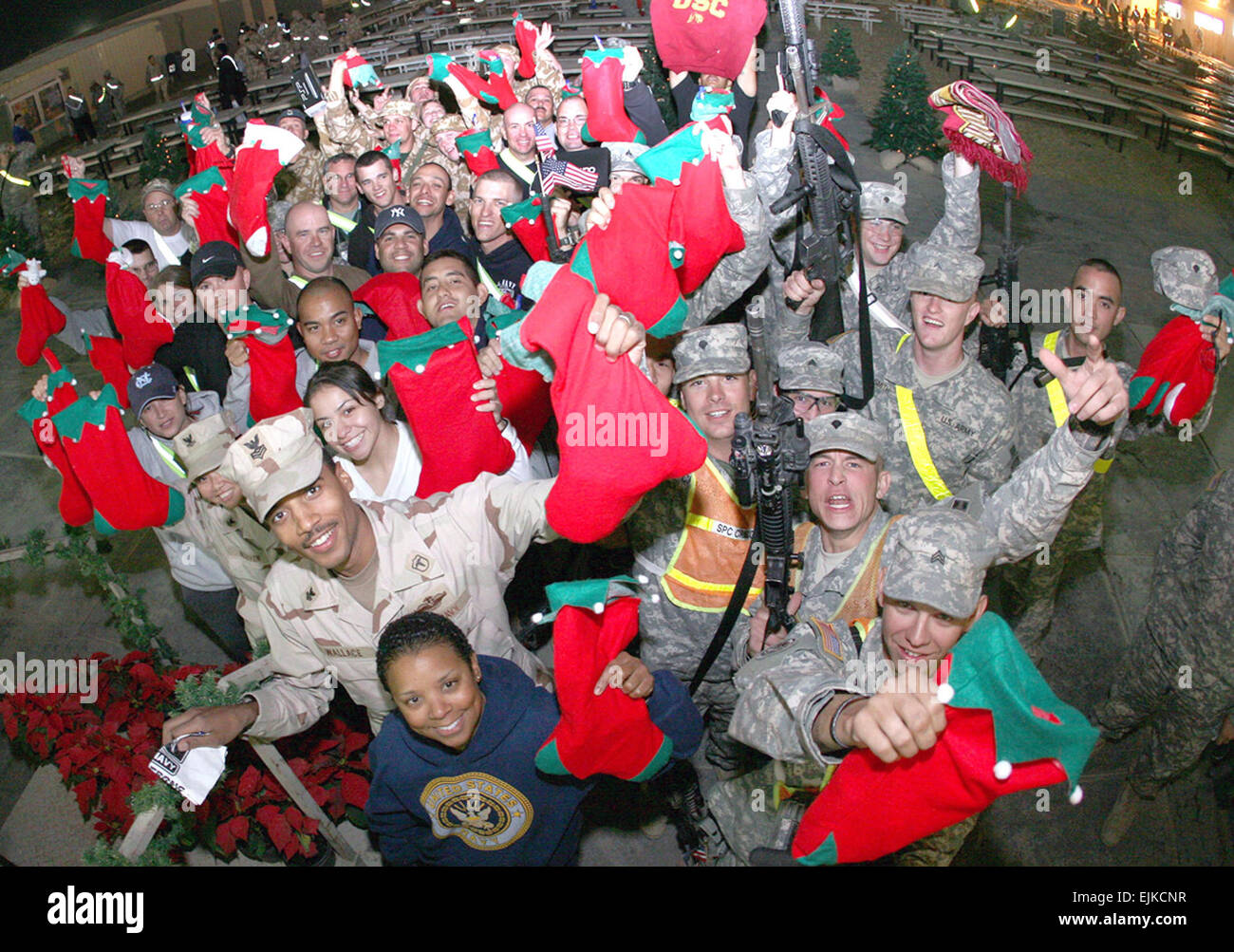 Servicemembers at Camp Beuhring, Kuwait, enjoy some Christmas spirit ...