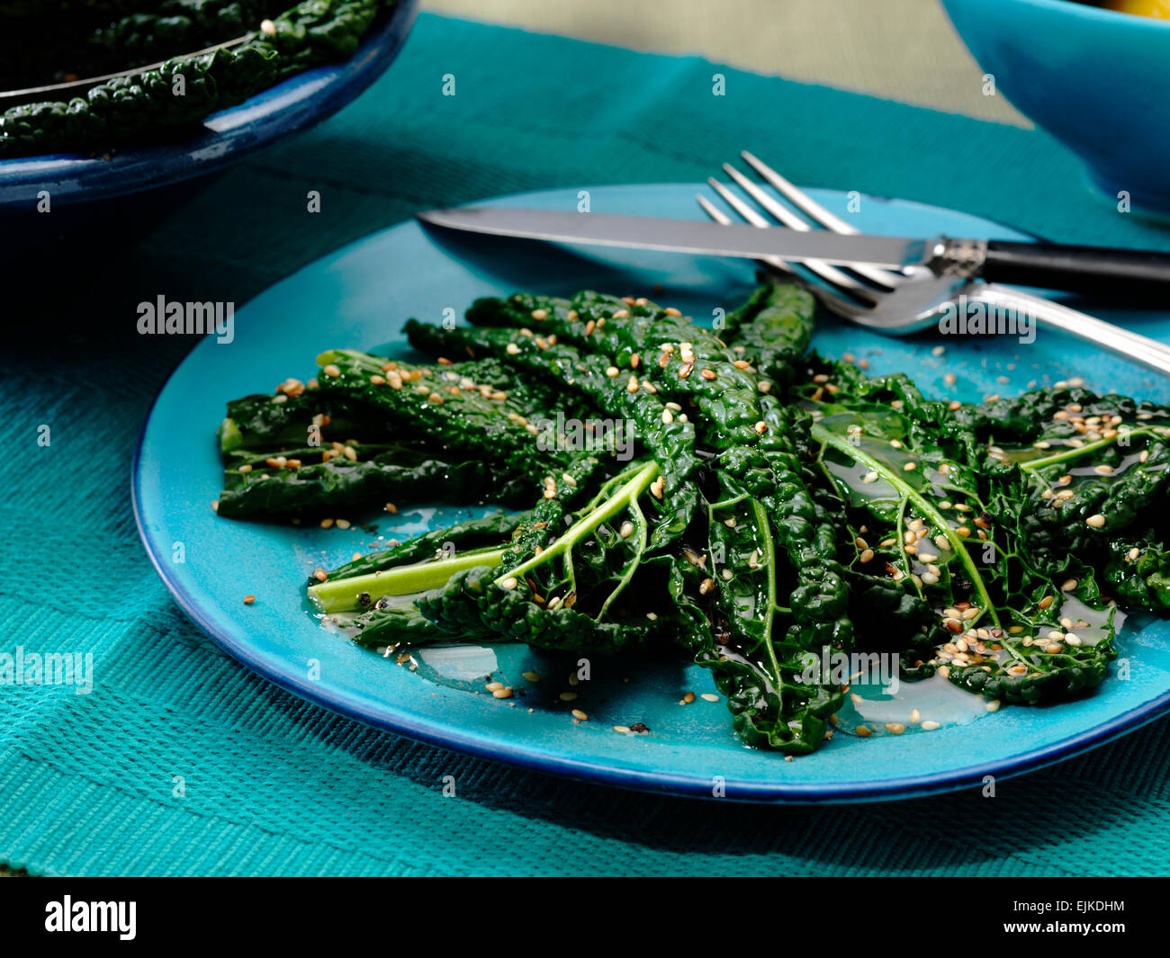 Sesame seeded lemon kale greens hi-res stock photography and images - Alamy