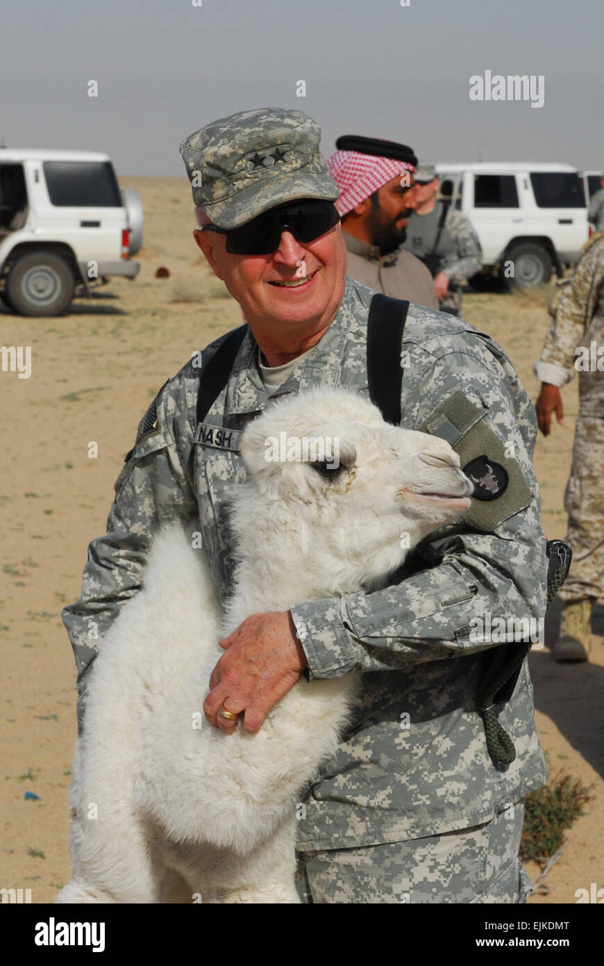 Maj. Gen. Rick Nash, U.S. Division-South commander, takes time during ...