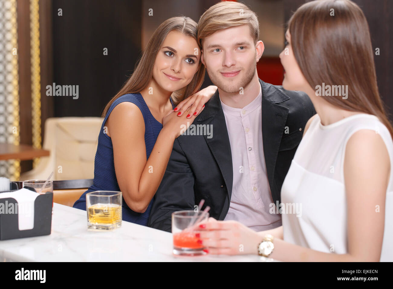 Meeting with friends in the bar Stock Photo - Alamy