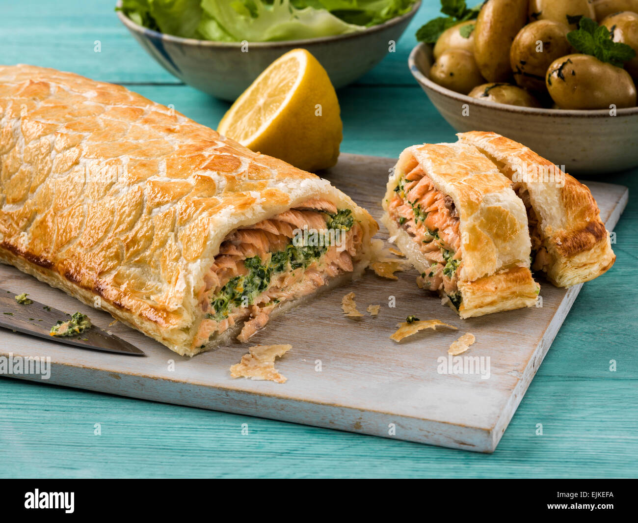 Salmon en croute Stock Photo - Alamy