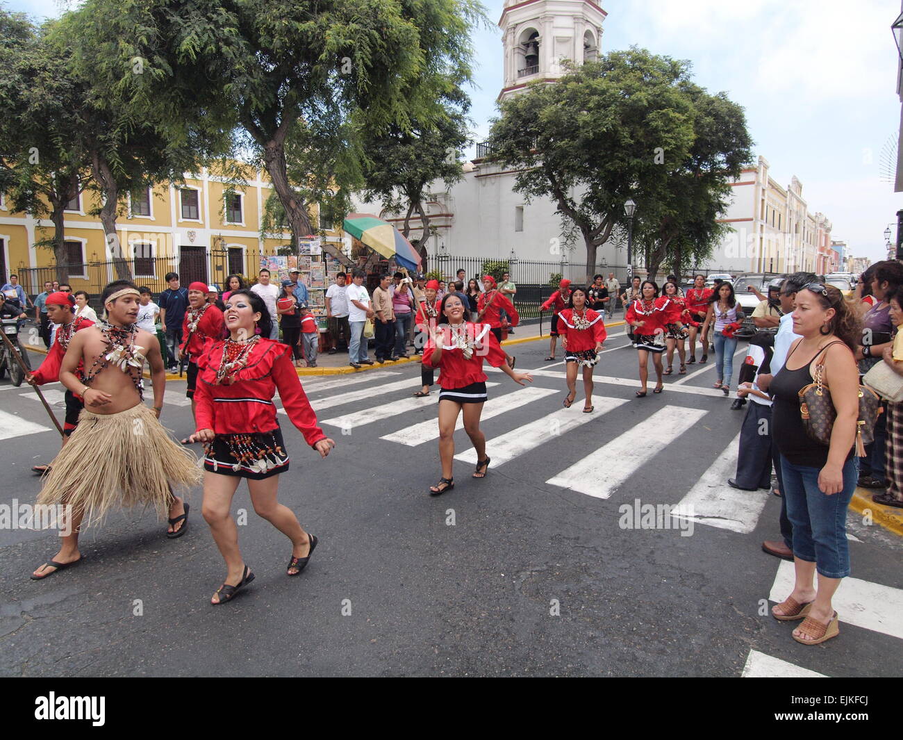 The annual parade through the streets of Trujillo in Peru to ...
