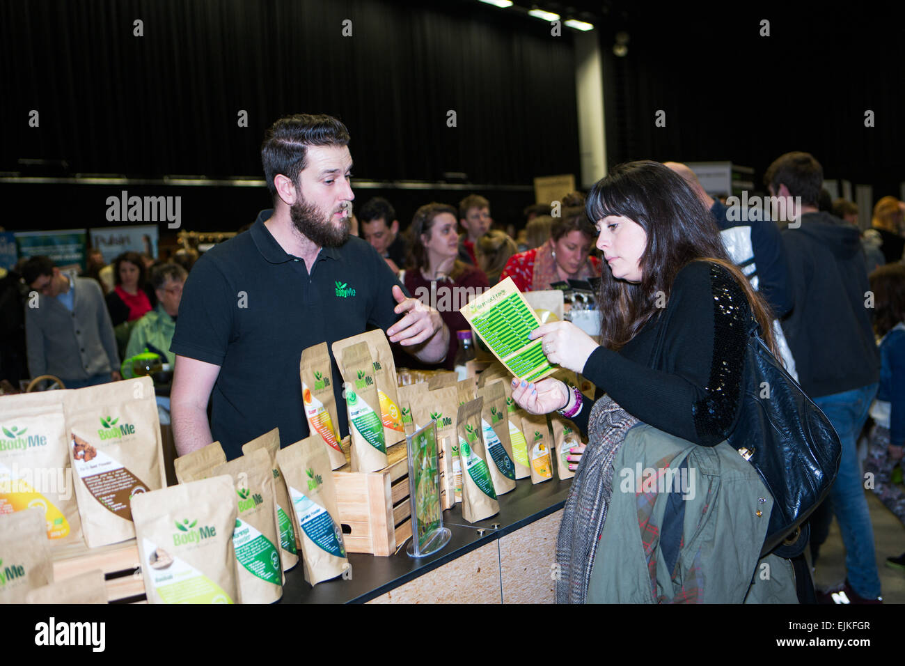 BodyMe stall explaining the benefits of their products at VegFest 2015 ...