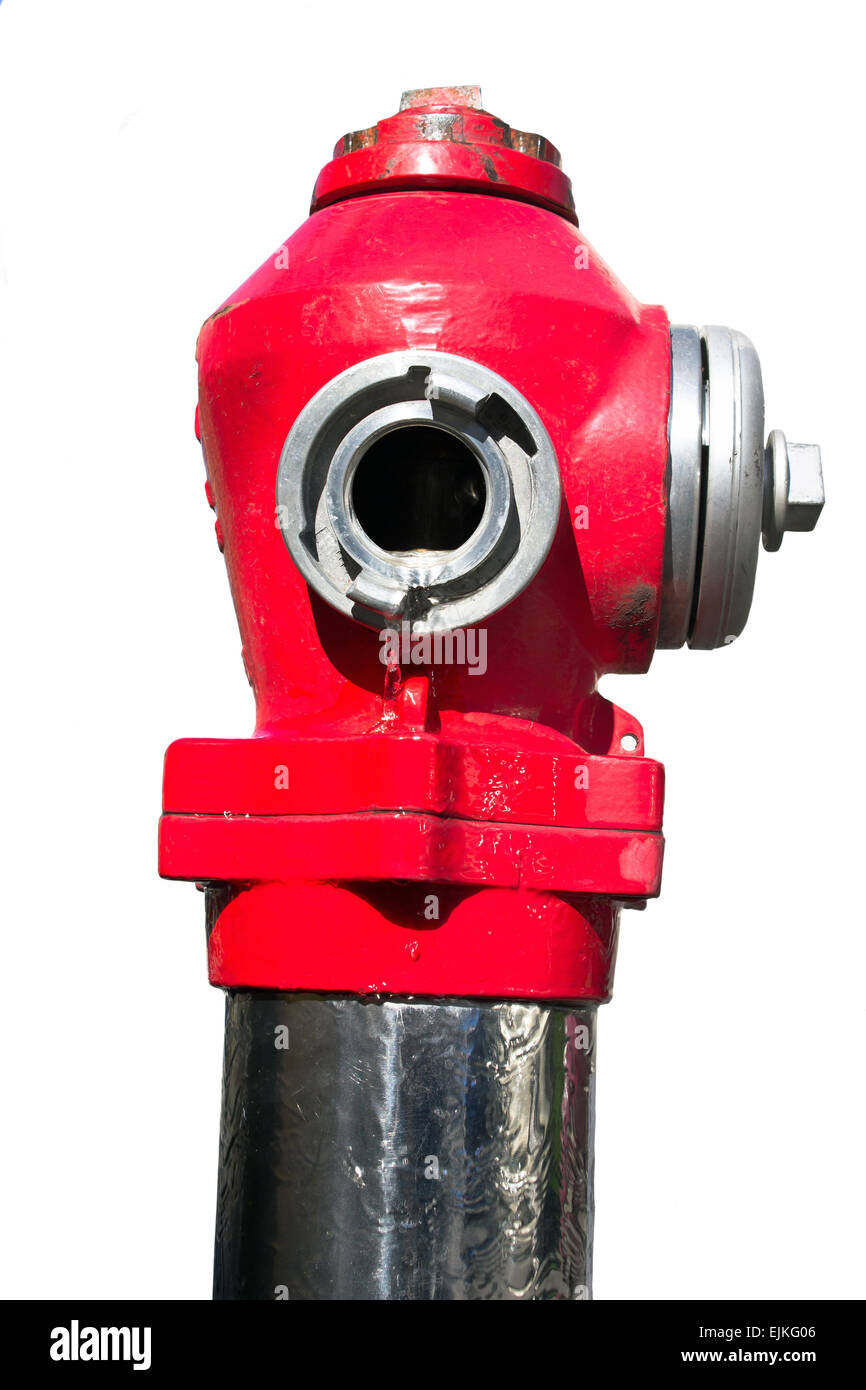 Red street fire hydrant isolated on white Stock Photo - Alamy