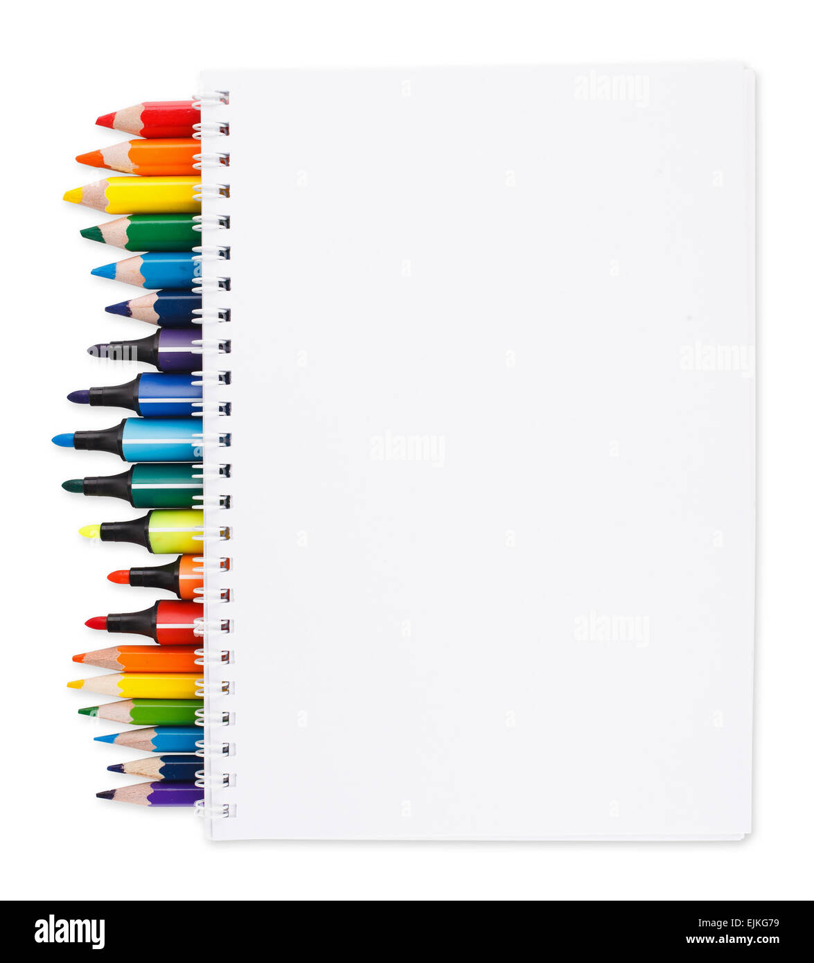 Notebook with school stationary objects Stock Photo - Alamy