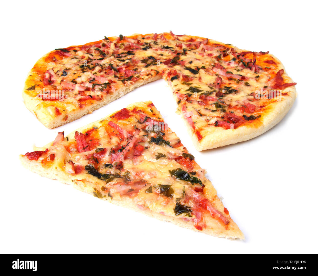 pizza with the cut off slice Stock Photo - Alamy