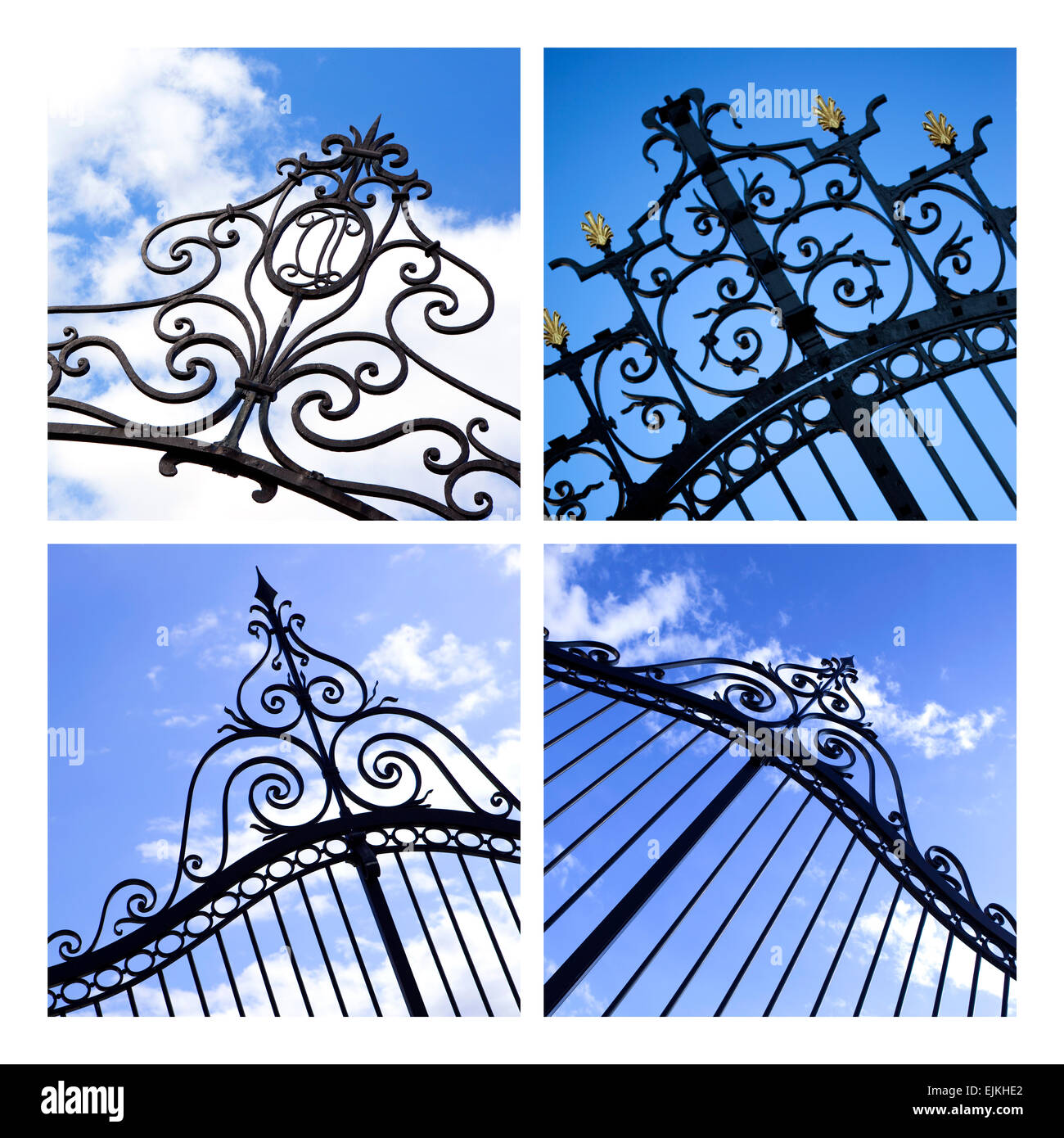 Collage of wrought iron gates in parks Stock Photo - Alamy