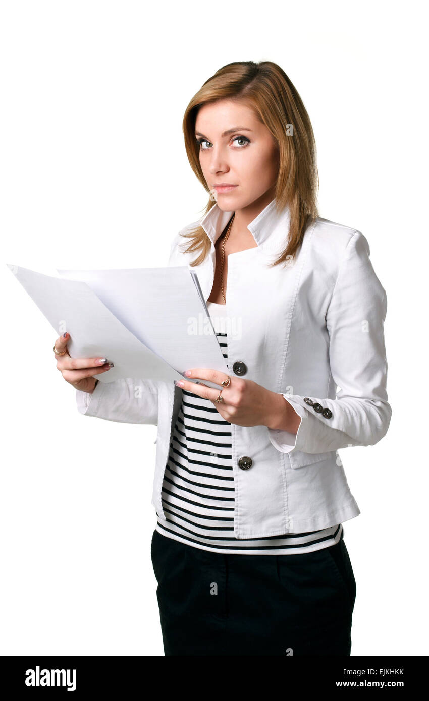 business woman with papers Stock Photo - Alamy