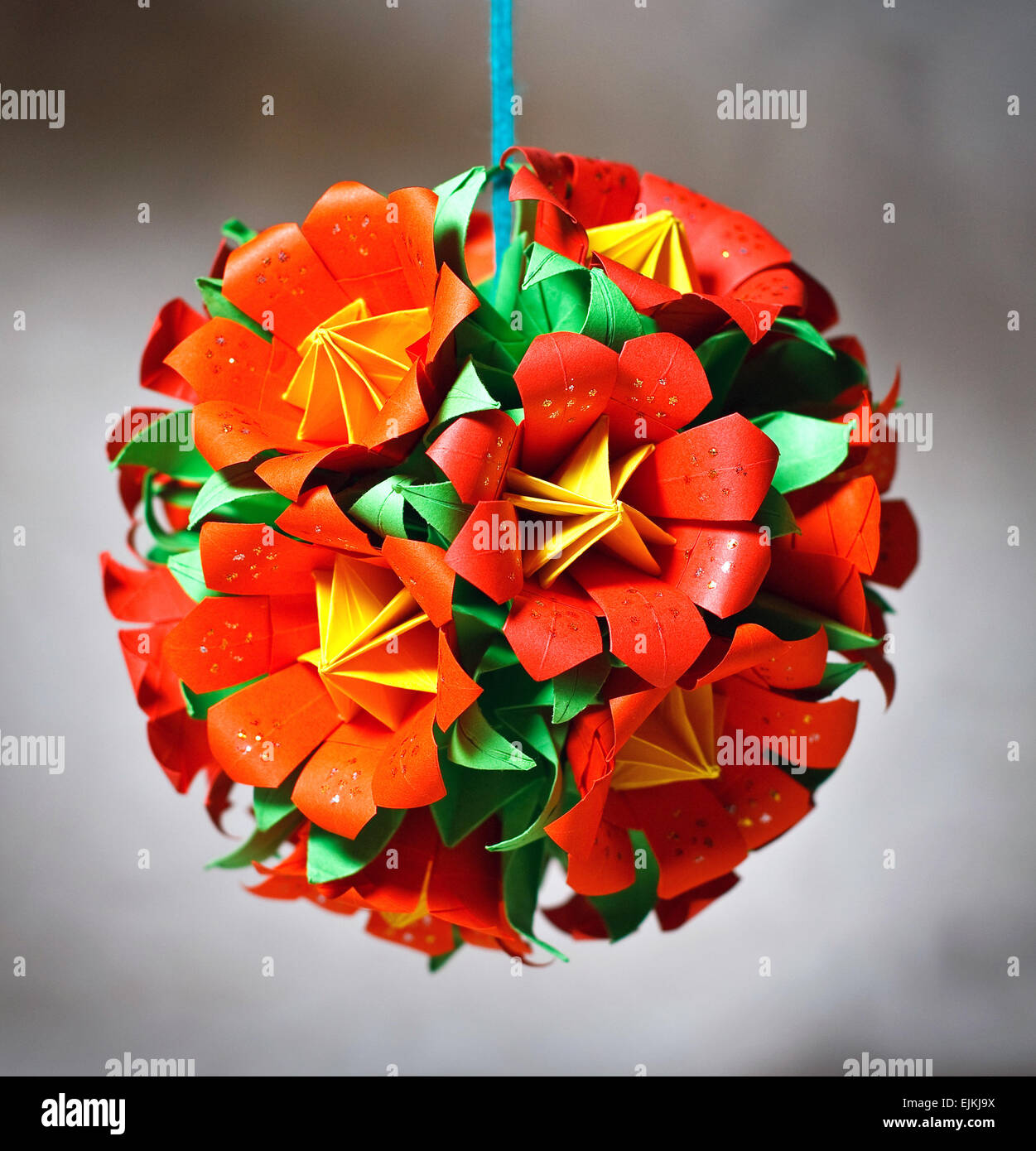 Red white paper origami kusudama hi-res stock photography and images ...