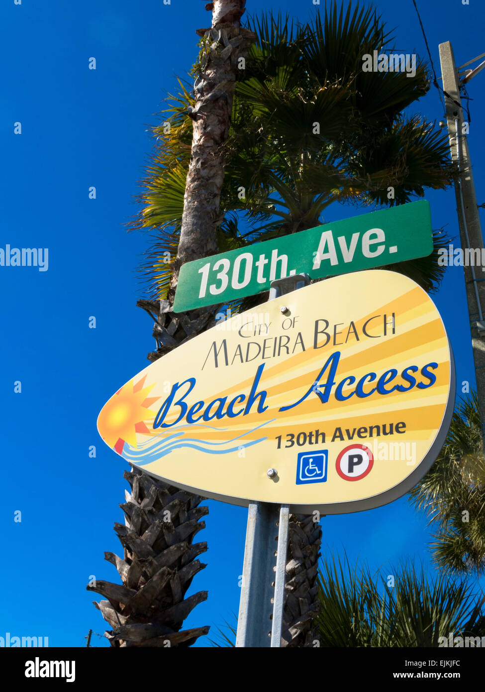 Beach Access Sign, Madeira Beach, Florida, USA Stock Photo - Alamy