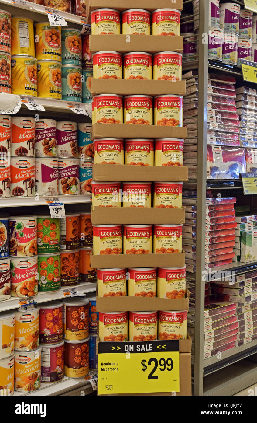 A display of macaroons and other Passover food for sale at a Waldbaums ...
