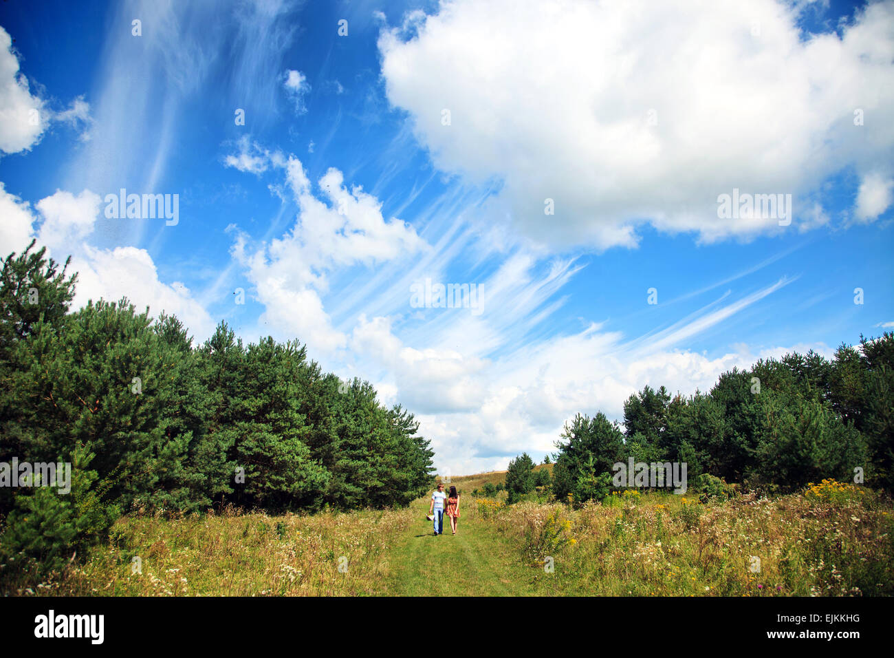 couple in love walking in nature Stock Photo - Alamy