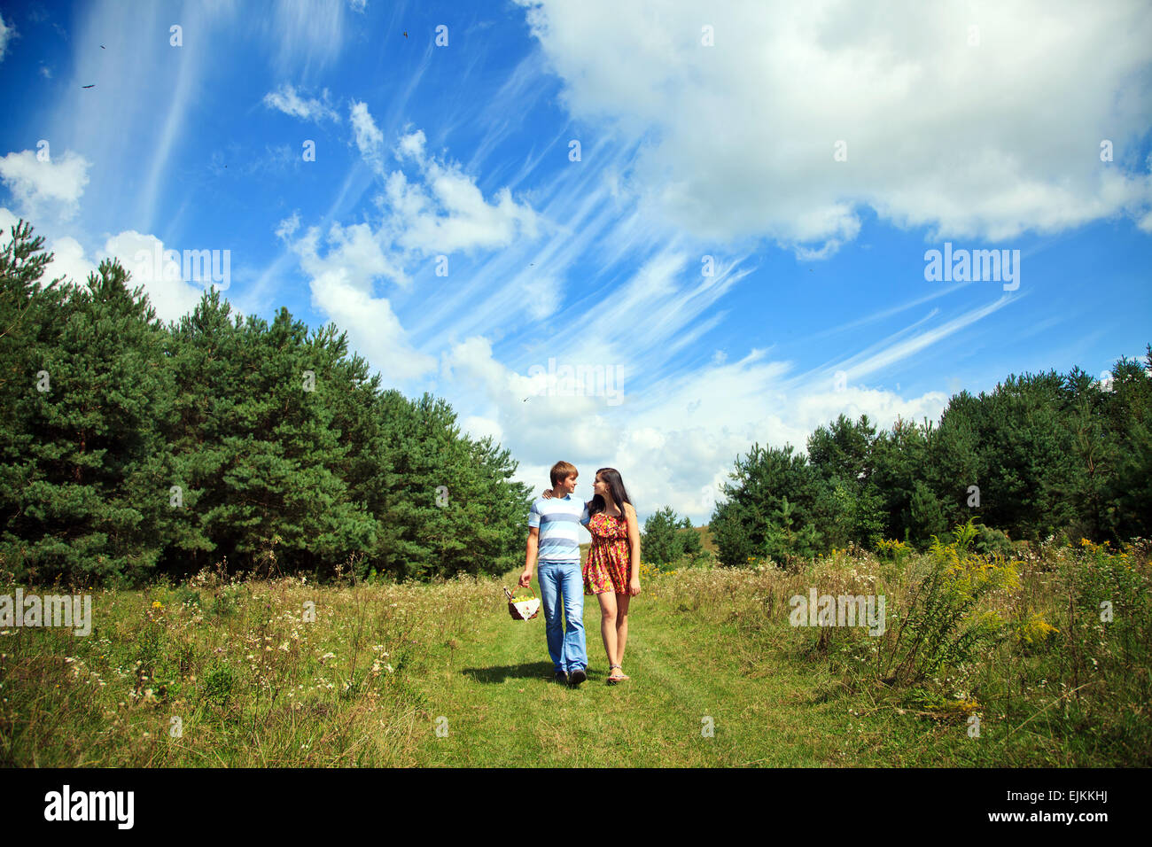 couple in love walking in nature Stock Photo - Alamy
