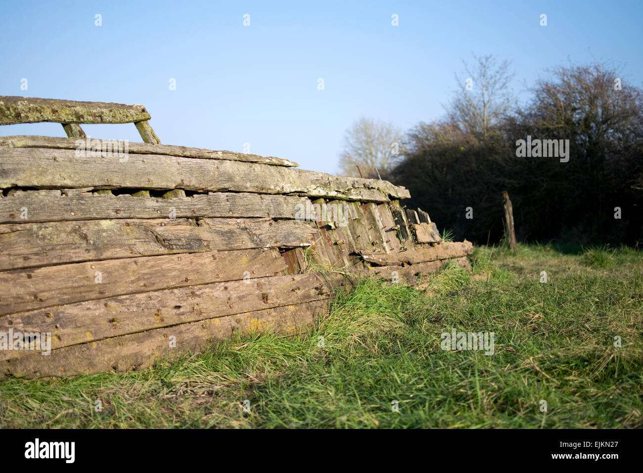 Decaying ships hull located on the bank of the River Severn at Purton ...