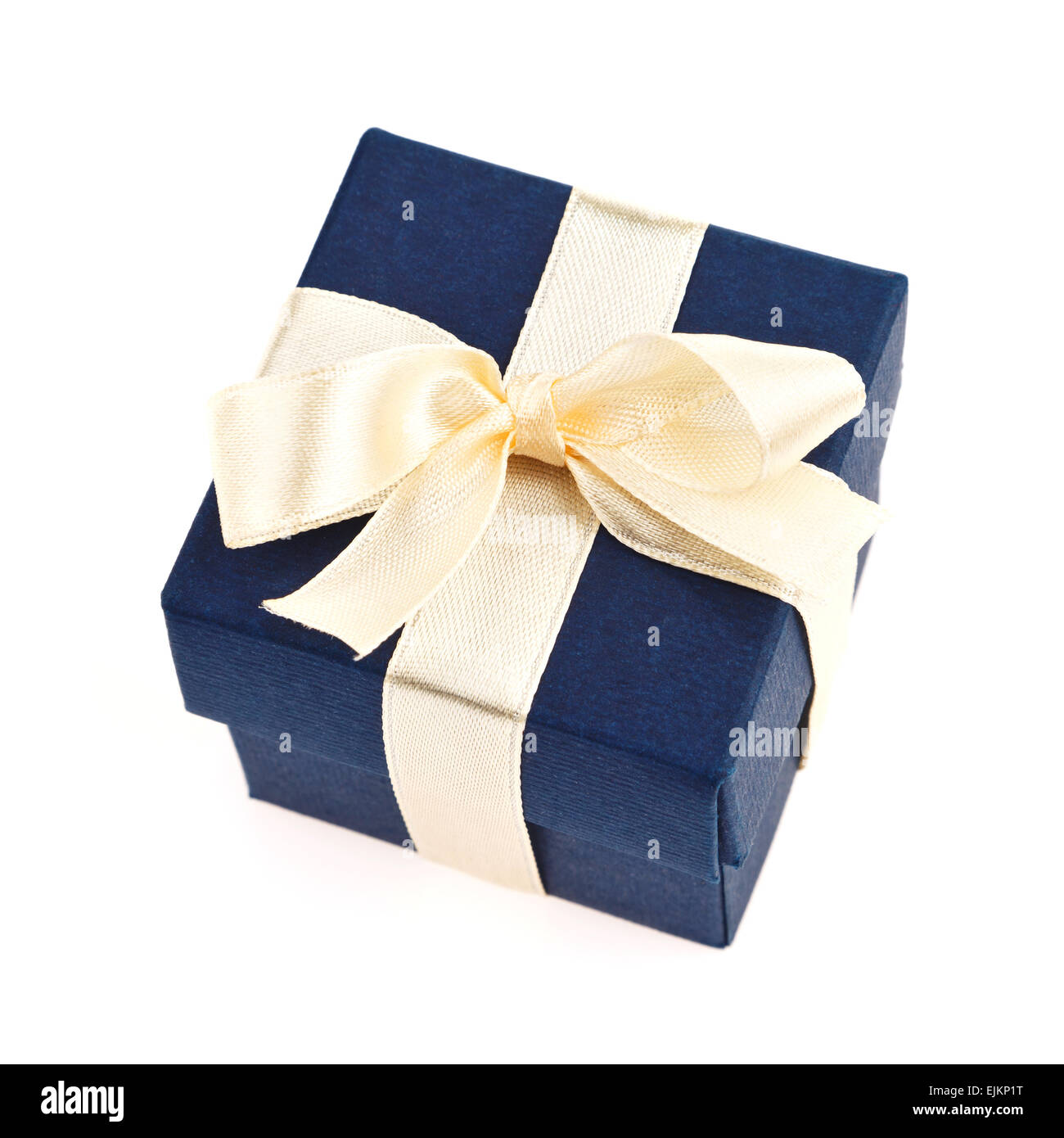 Single dark blue gift box Stock Photo - Alamy