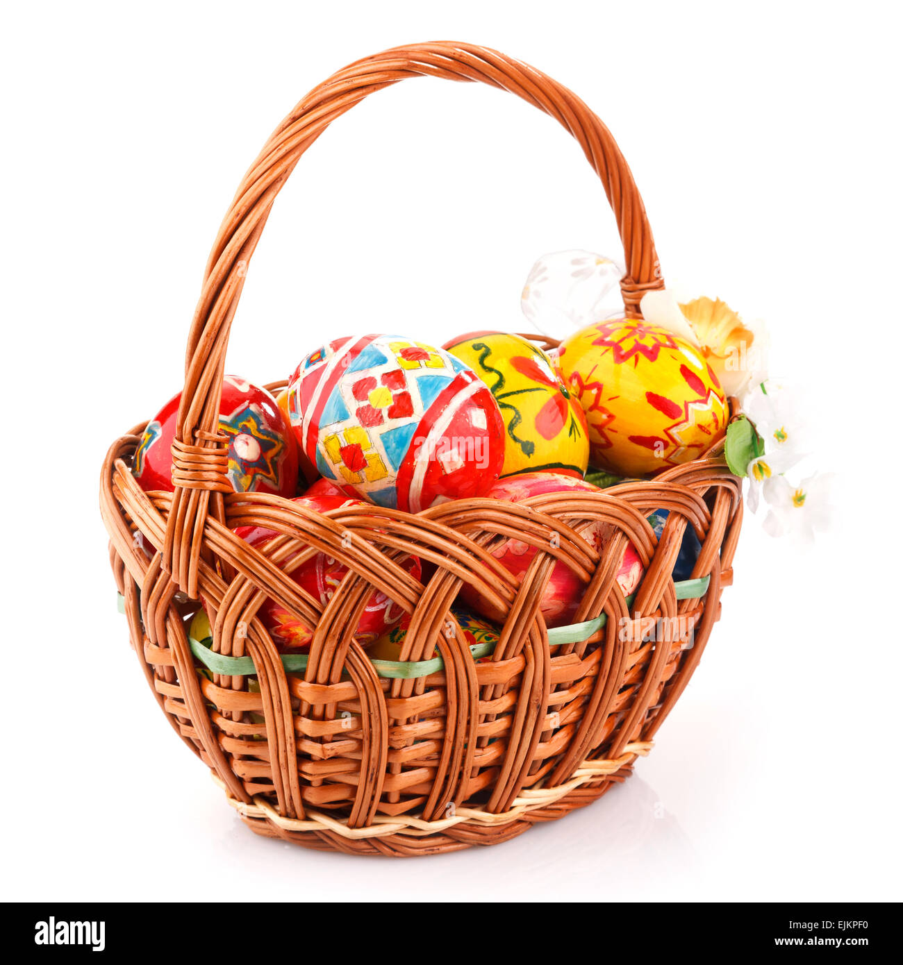 Easter eggs in basket Stock Photo - Alamy