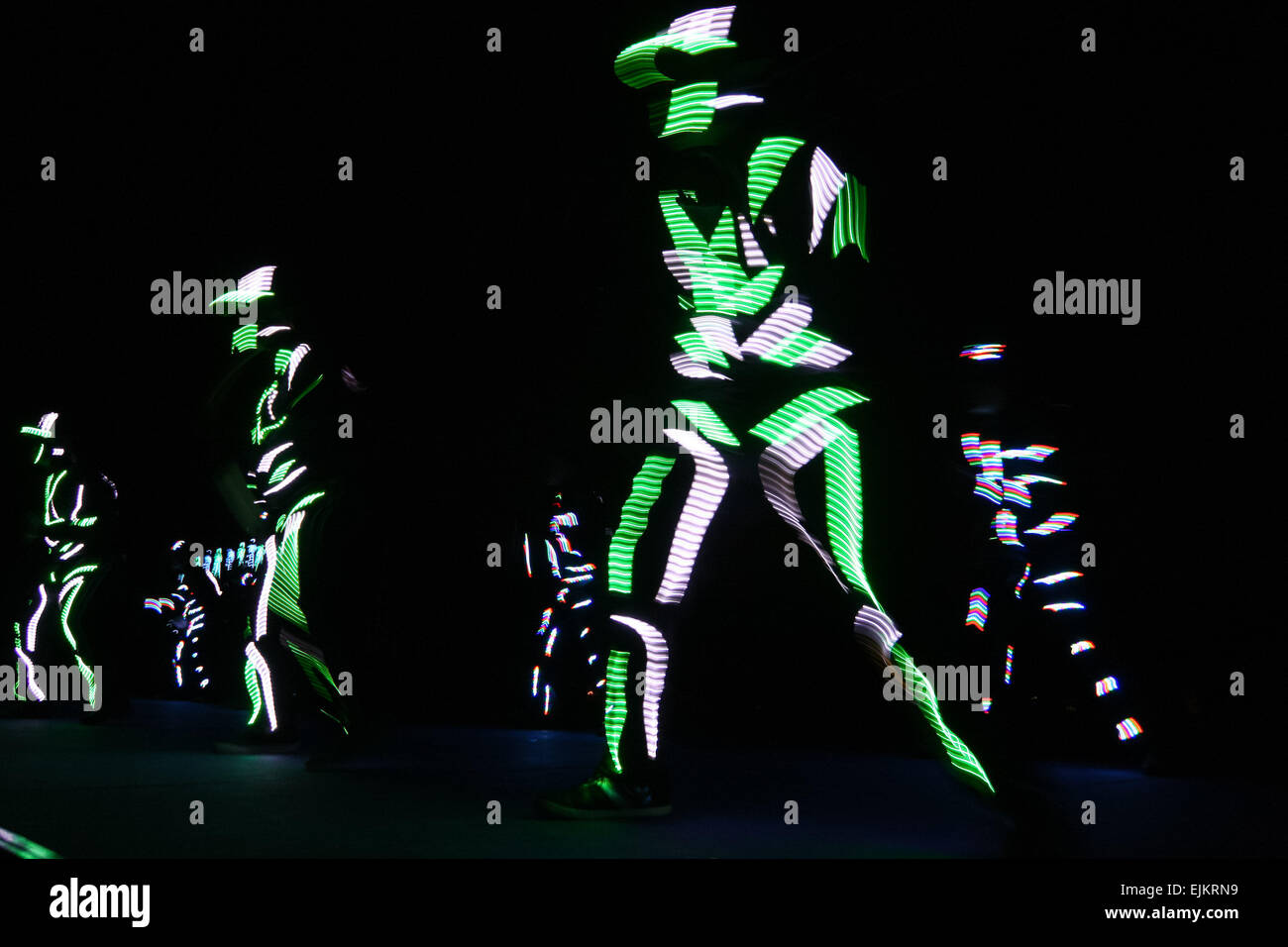 Quezon, Philippines. 28th Mar, 2015. LED light dancers do their routine ...