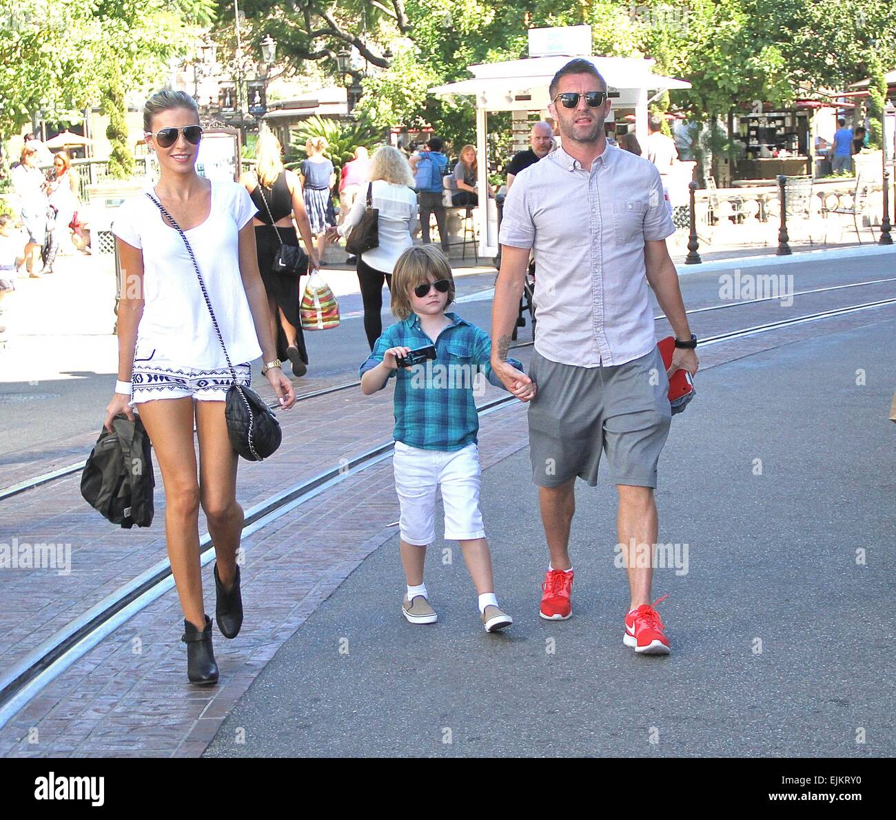 LA Galaxy captain, Robbie Keane with Claudine Palmer with their son ...