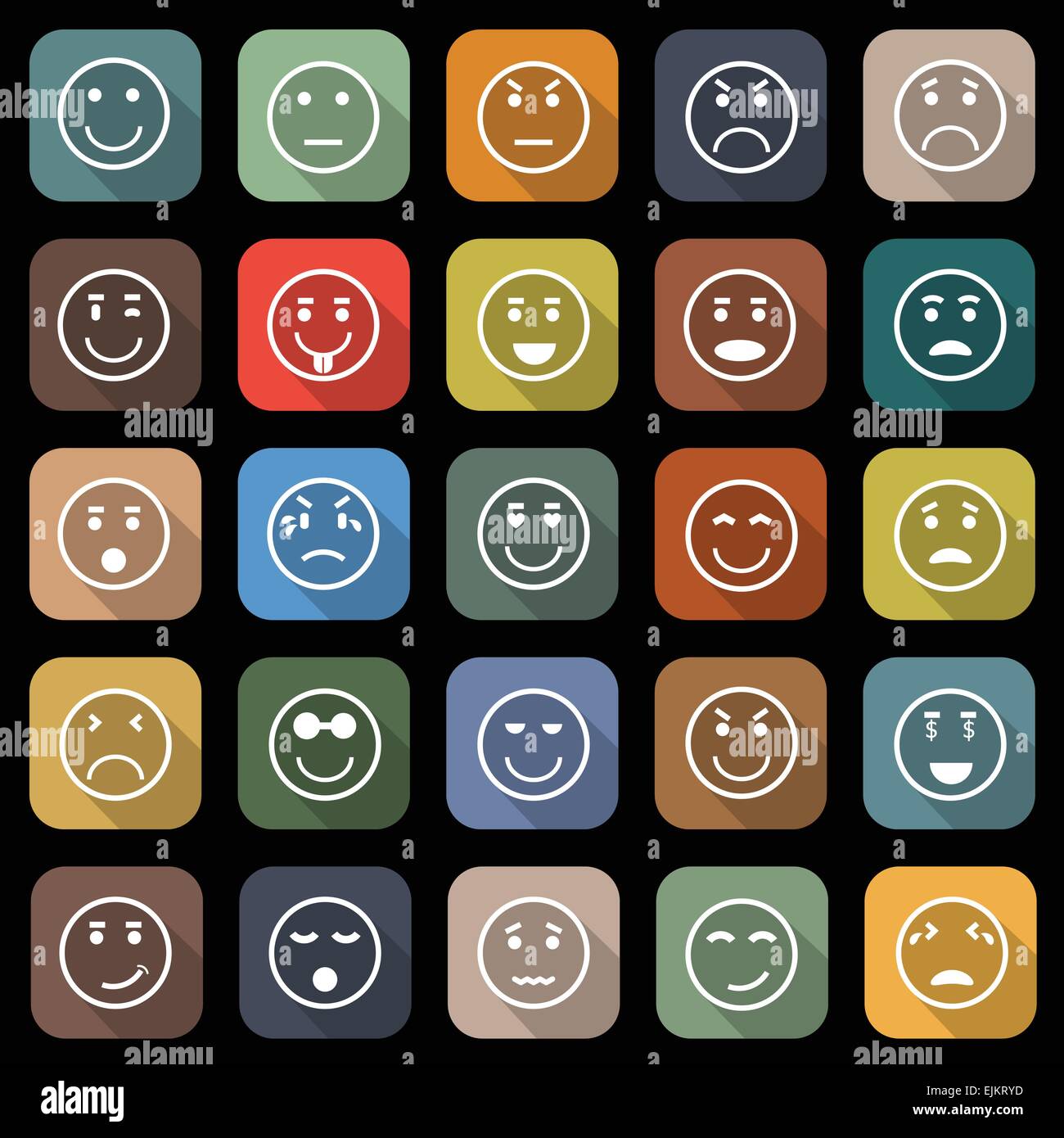 Circle face flat icons with long shadow, stock vector Stock Vector ...