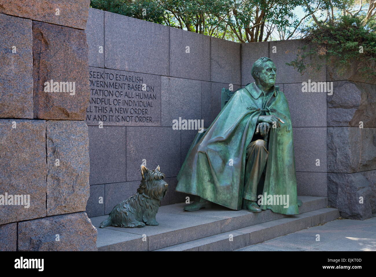 Bronze of U.S. President Franklin Delano Roosevelt and his dog, Fala ...