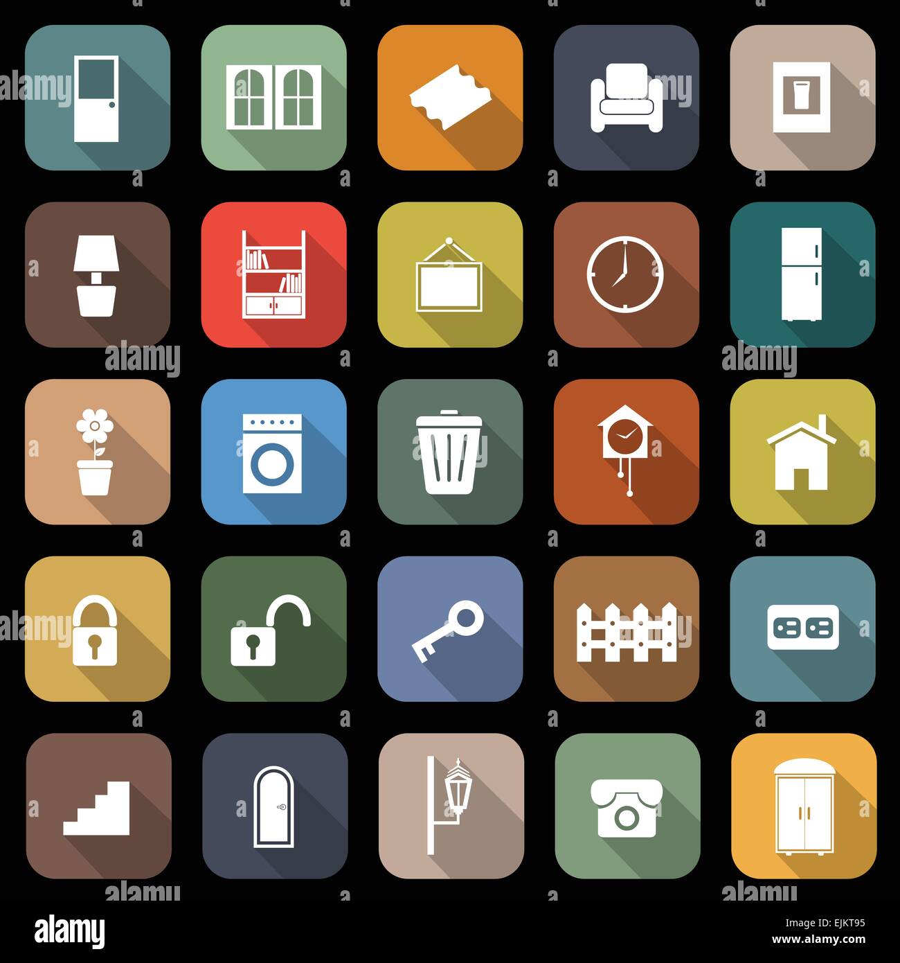 Electrical Machine flat icons with long shadow, stock vector Stock ...