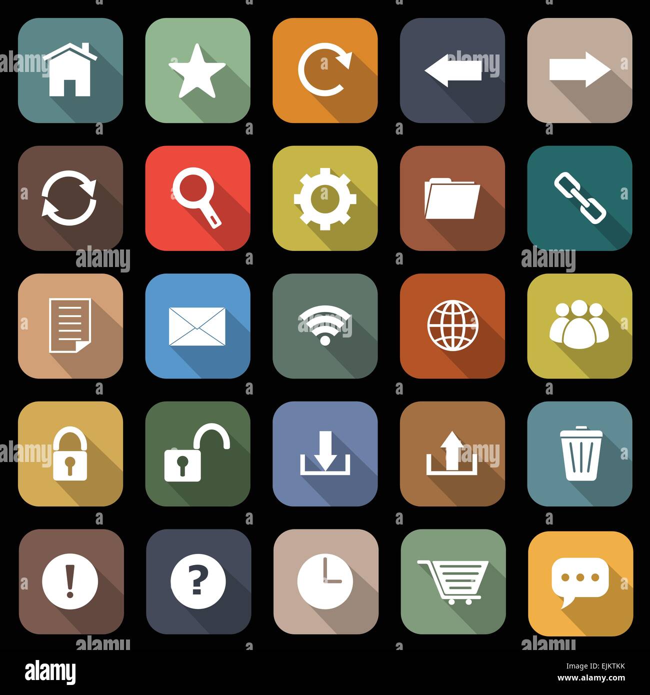 Tool bar flat icons with long shadow stock vector Stock Vector Image ...