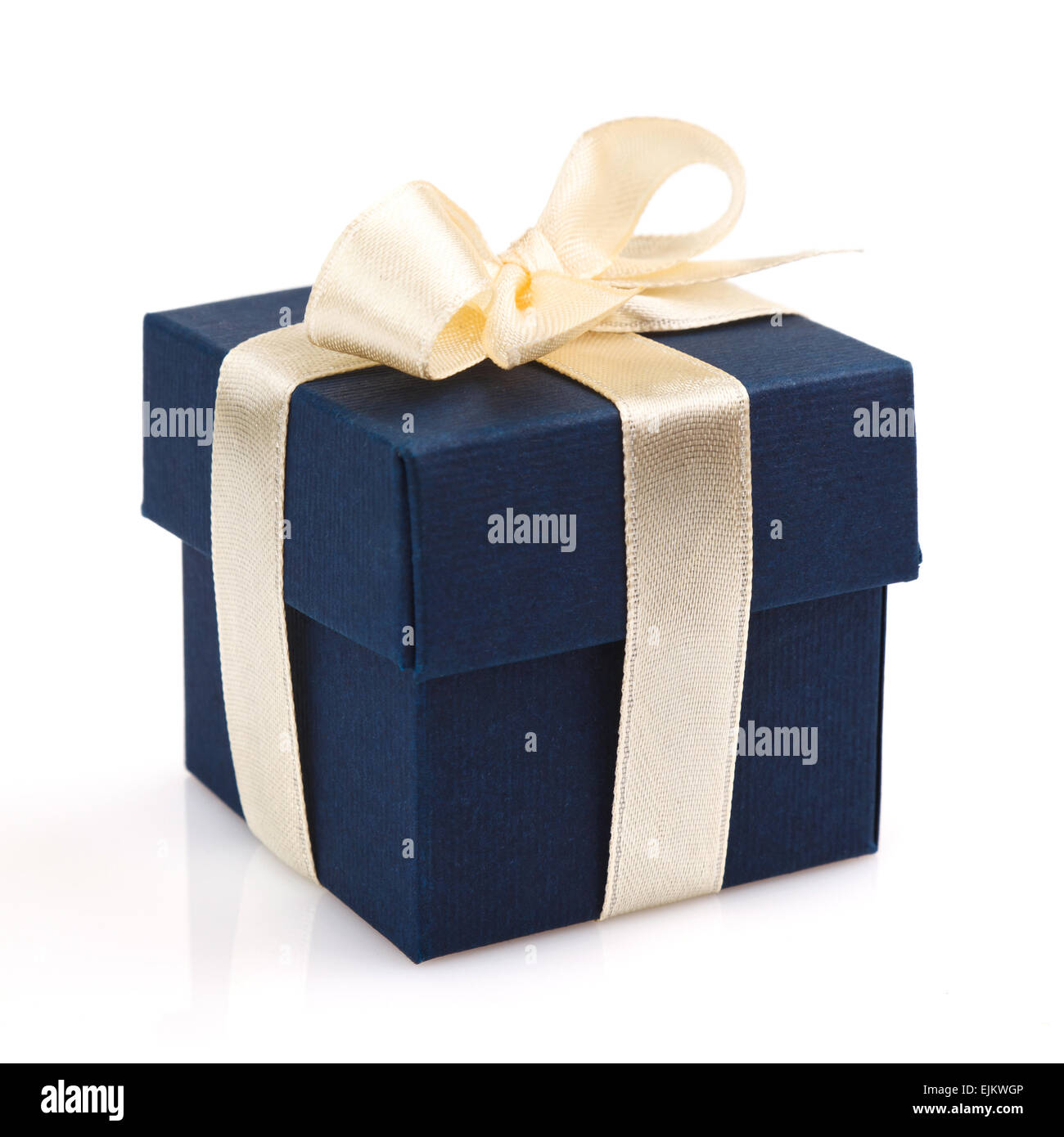 Single dark blue gift box Stock Photo - Alamy