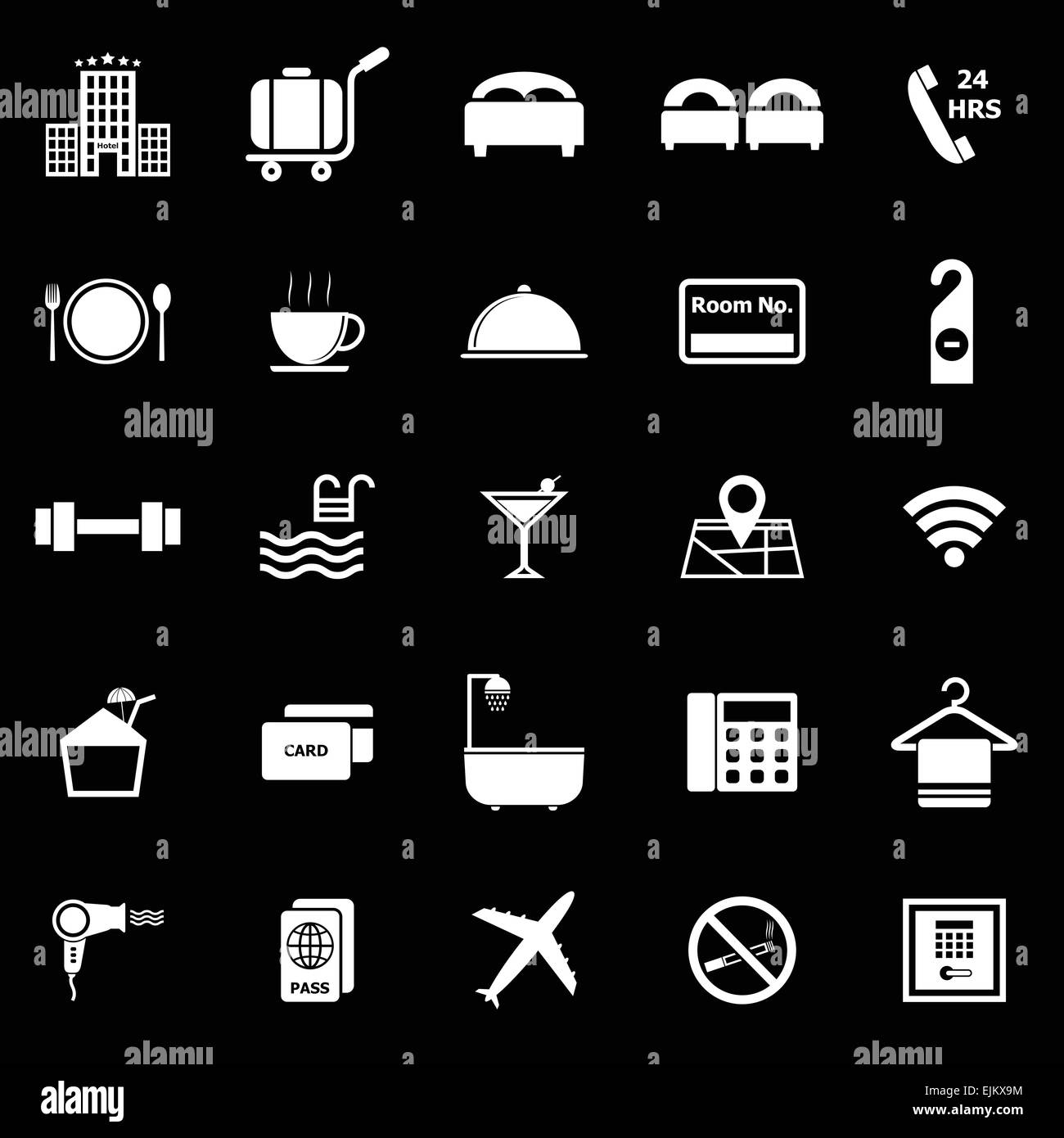 Hotel icons on black background, stock vector Stock Vector Image & Art ...