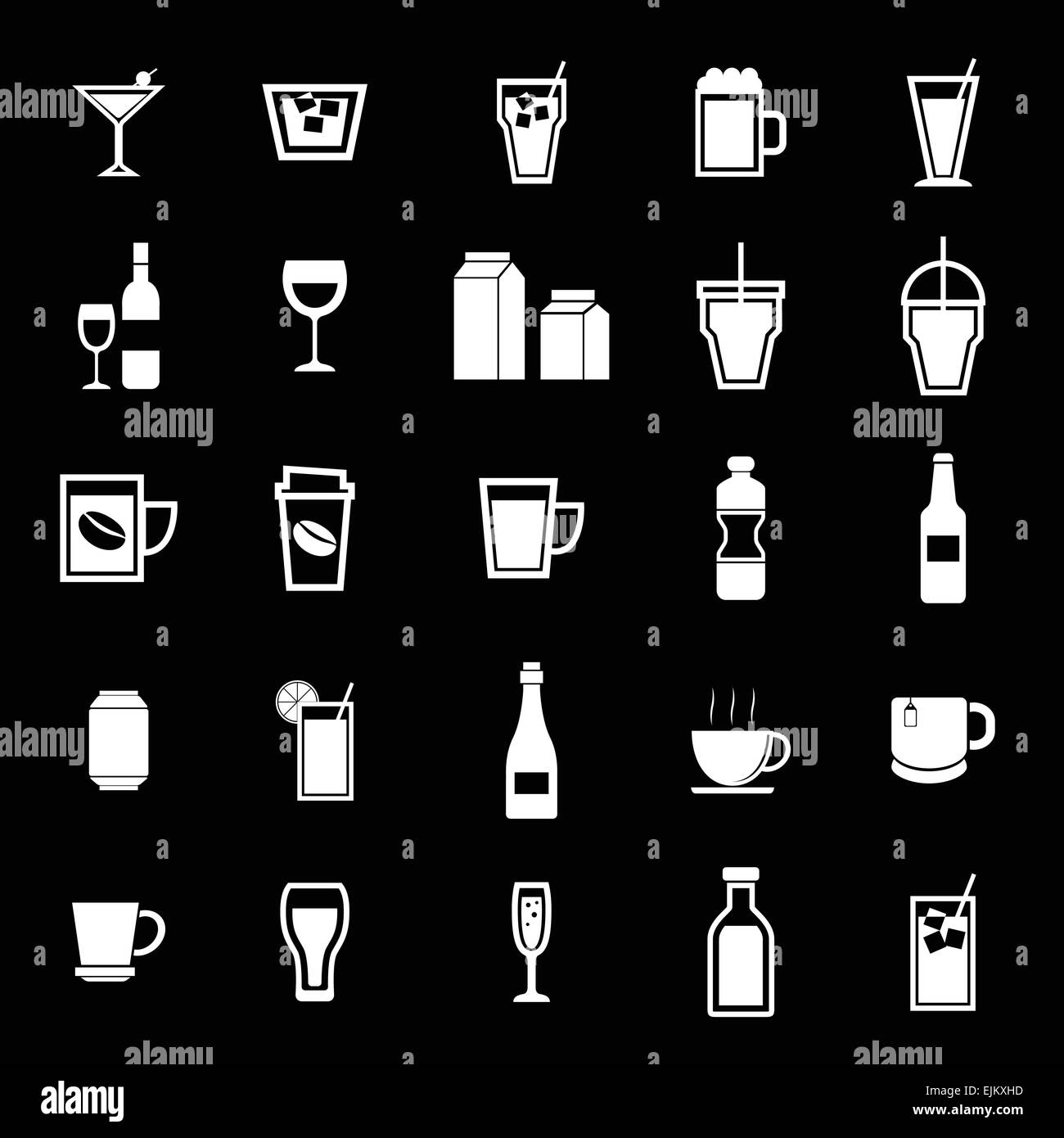 Drink icons on black background, stock vector Stock Vector Image & Art ...