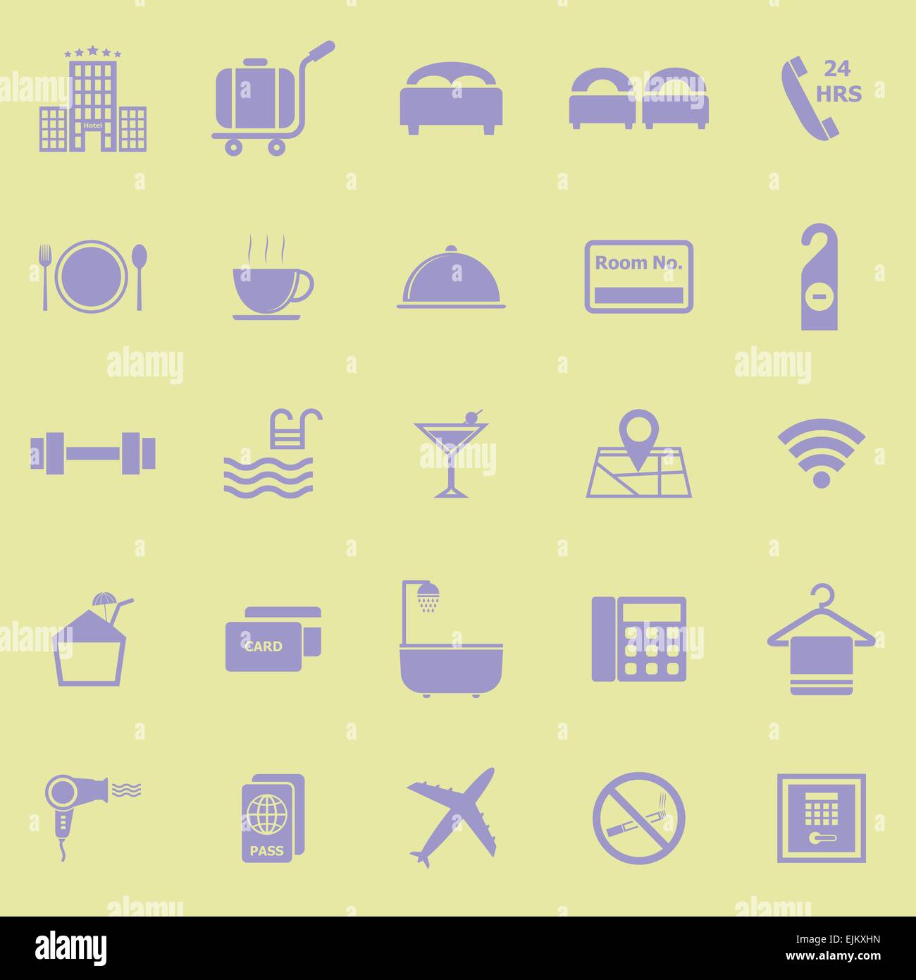 Hotel color icons on yellow background, stock vector Stock Vector Image ...