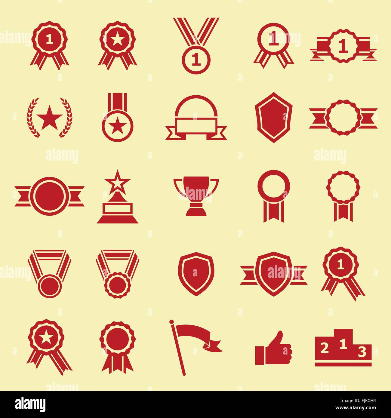 Award color icons on yellow background, stock vector Stock Vector Image ...