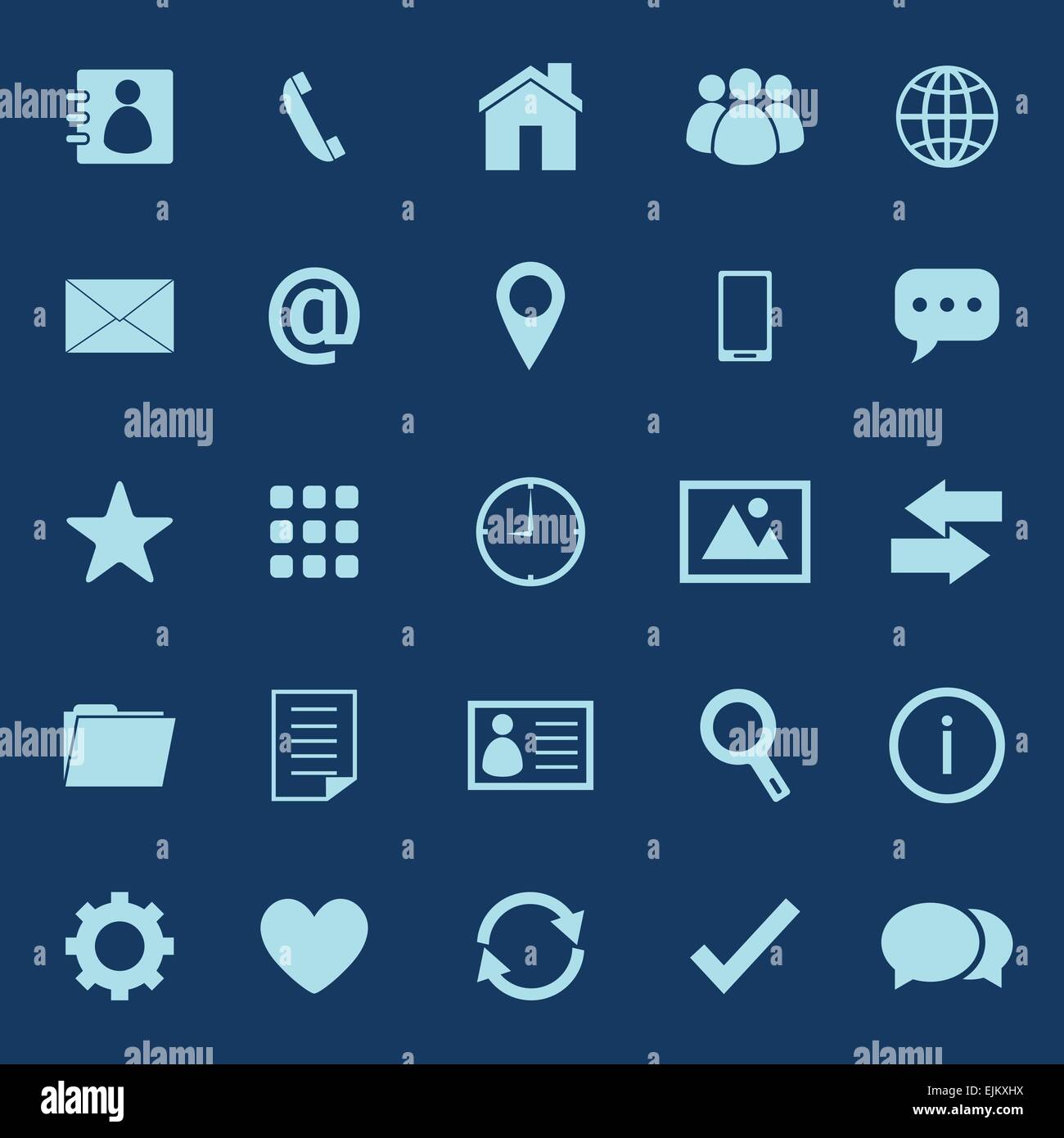 Contact color icons on blue background, stock vector Stock Vector Image ...