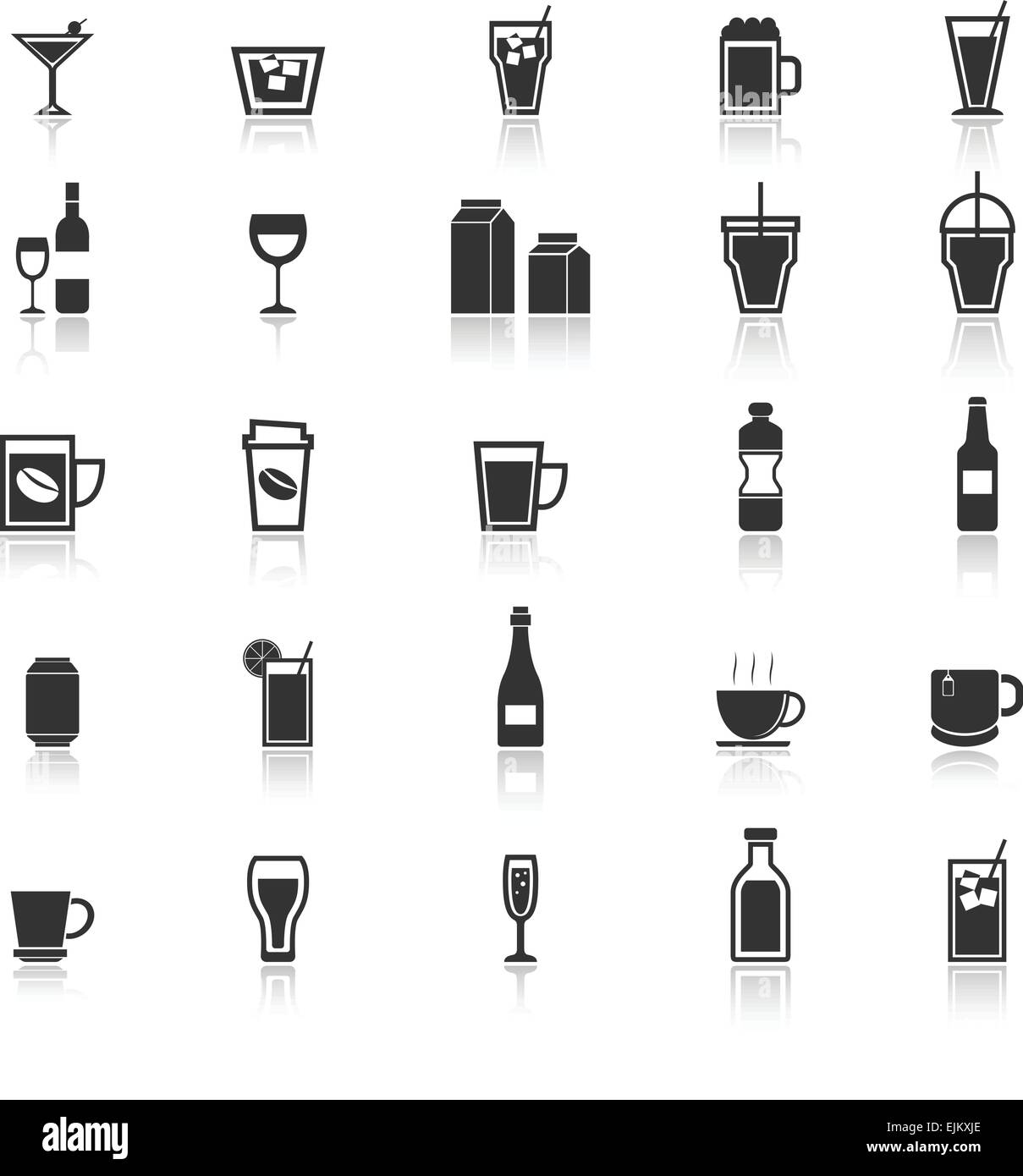 Drink icons with reflect on white background, stock vector Stock Vector ...