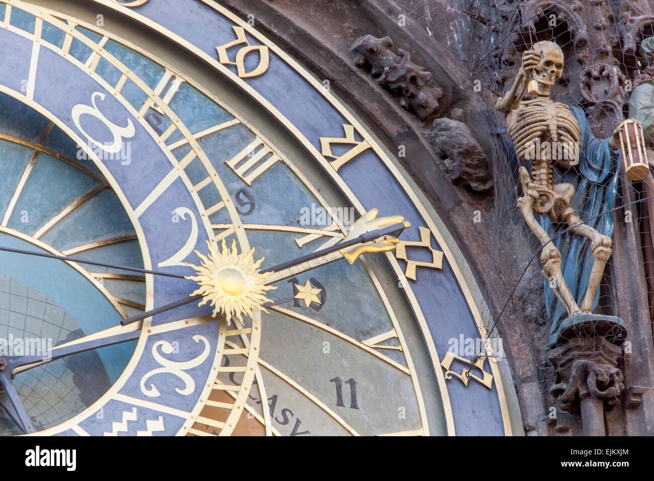 The Prague Astronomical Clock or Prague Orloj, detail view, tower of ...