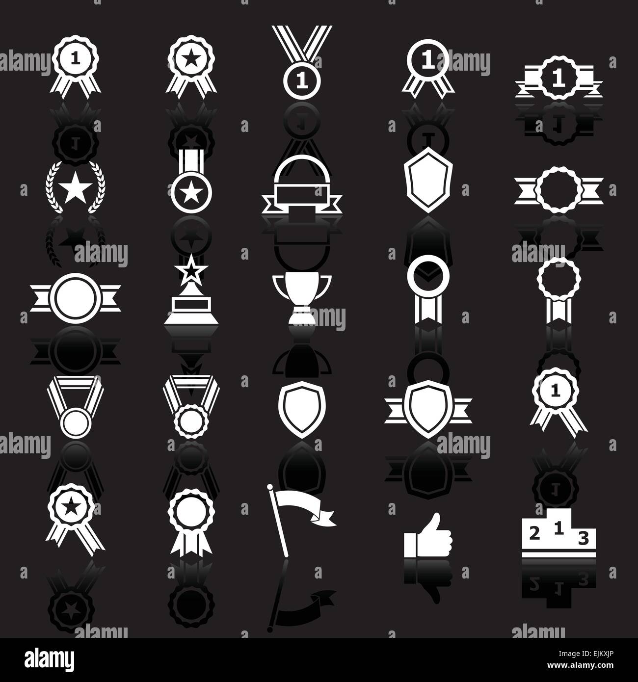 Award icons with reflect on black background, stock vector Stock Vector ...