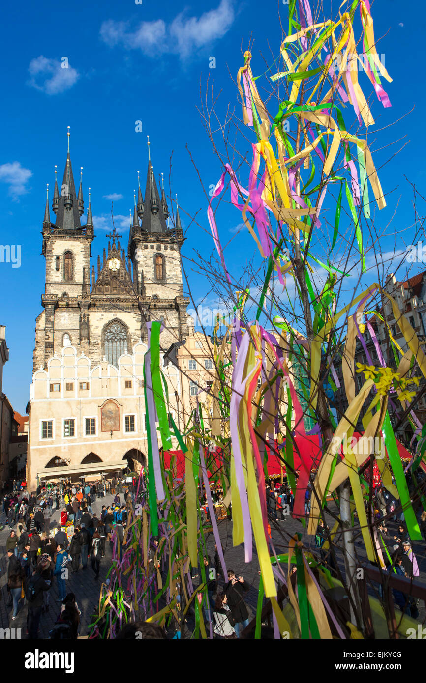 A colorfully decorated tree, Easter traditions, spring holiday, Old ...