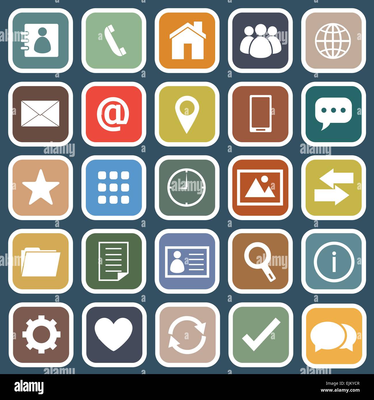 Contact flat icons on blue background, stock vector Stock Vector Image ...