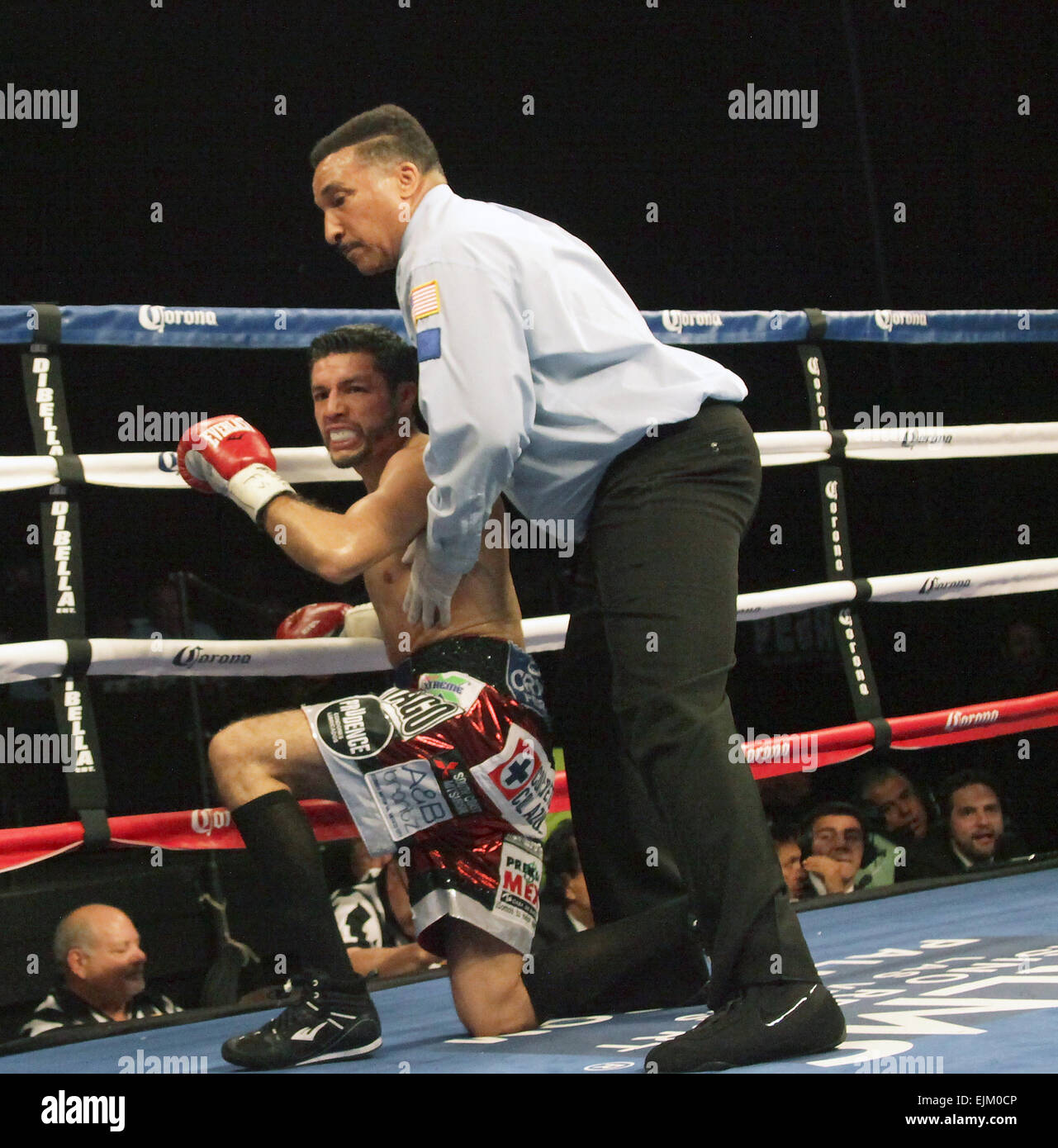 Las Vegas, Nevada, USA. 28th Mar, 2015. Champion Jhonny Gonzalez gets ...