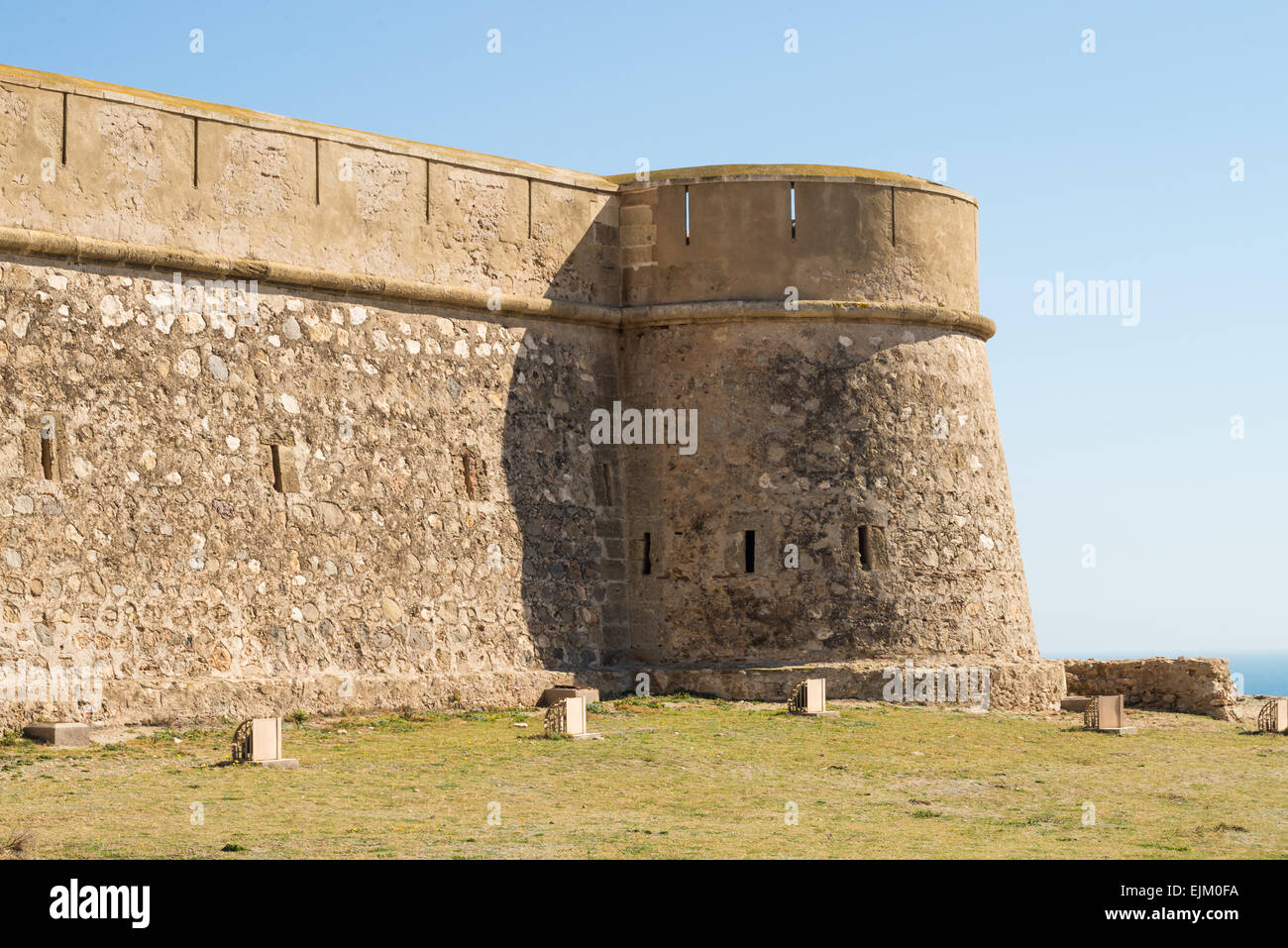 Coastal fortification overlooking the Mediterranean in Almeria ...