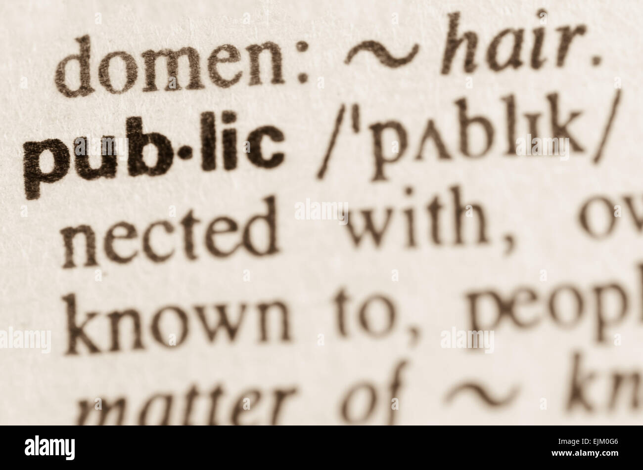 Definition of word public in dictionary Stock Photo - Alamy
