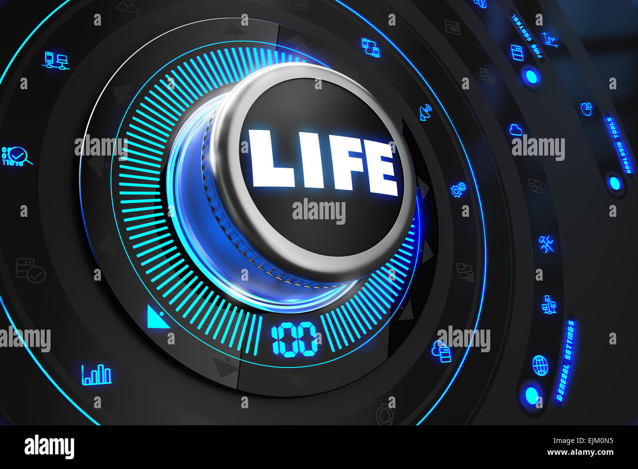 Life Controller on Black Control Console Stock Photo - Alamy